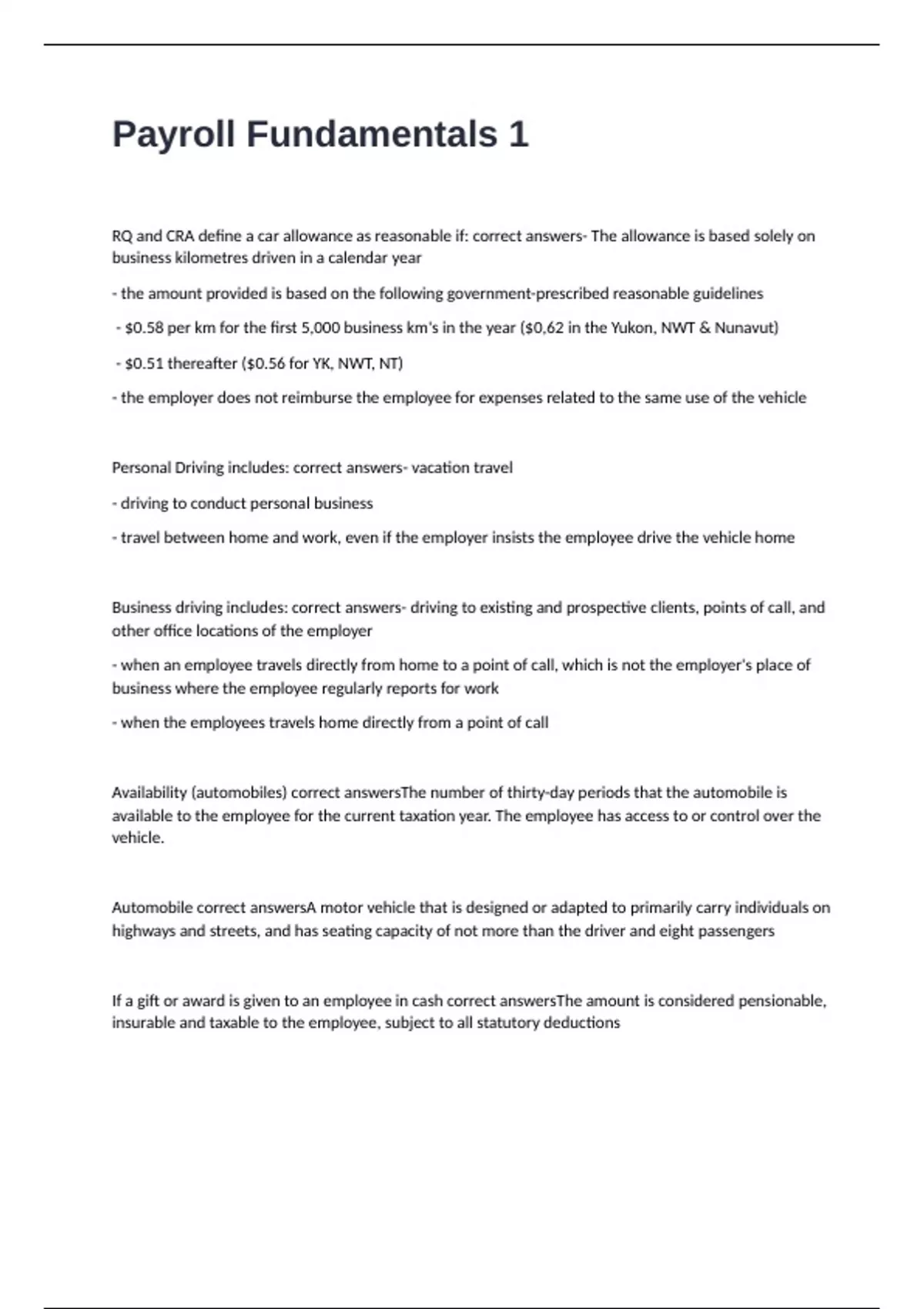 Payroll Fundamentals 1 exam 2024/2025 with correct answers - Payroll ...