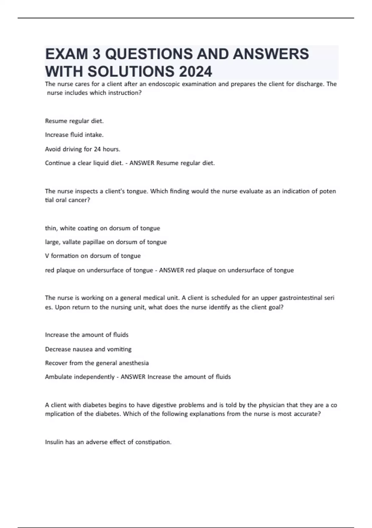 EXAM 3 QUESTIONS AND ANSWERS WITH SOLUTIONS 2024 - FES - Stuvia US