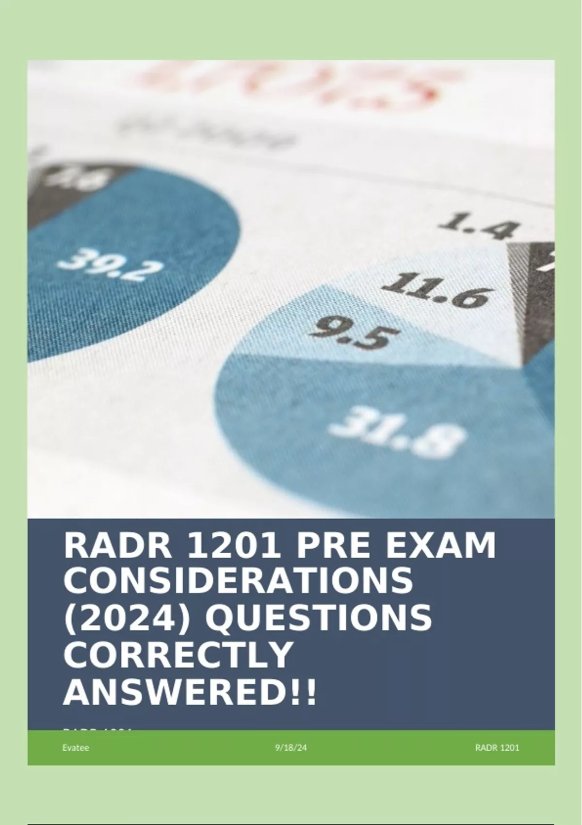 RADR 1201 PRE EXAM CONSIDERATIONS (2024) QUESTIONS CORRECTLY ANSWERED ...