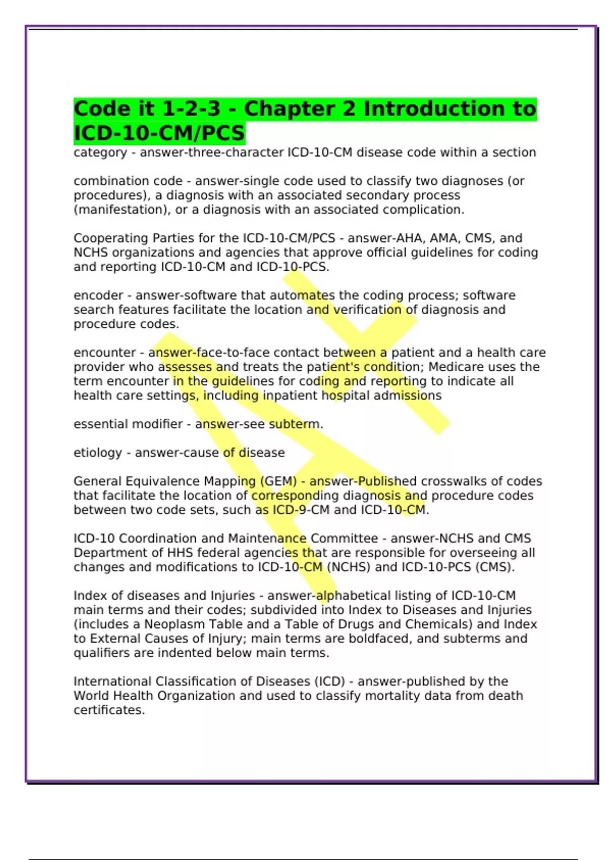 Code it 1-2-3 - Chapter 2 Introduction to ICD-10-CM/PCS - Code it 1-2-3 - Chapter 2 Introduction ...