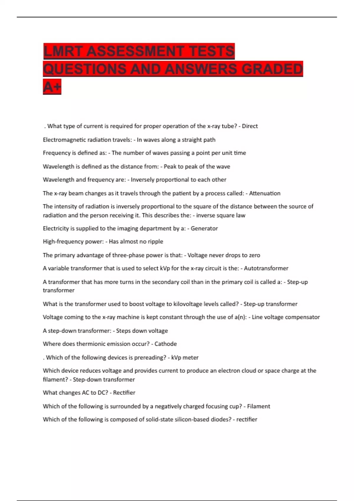 LMRT Assessment Tests - LMRT Assessment Tests - Stuvia US