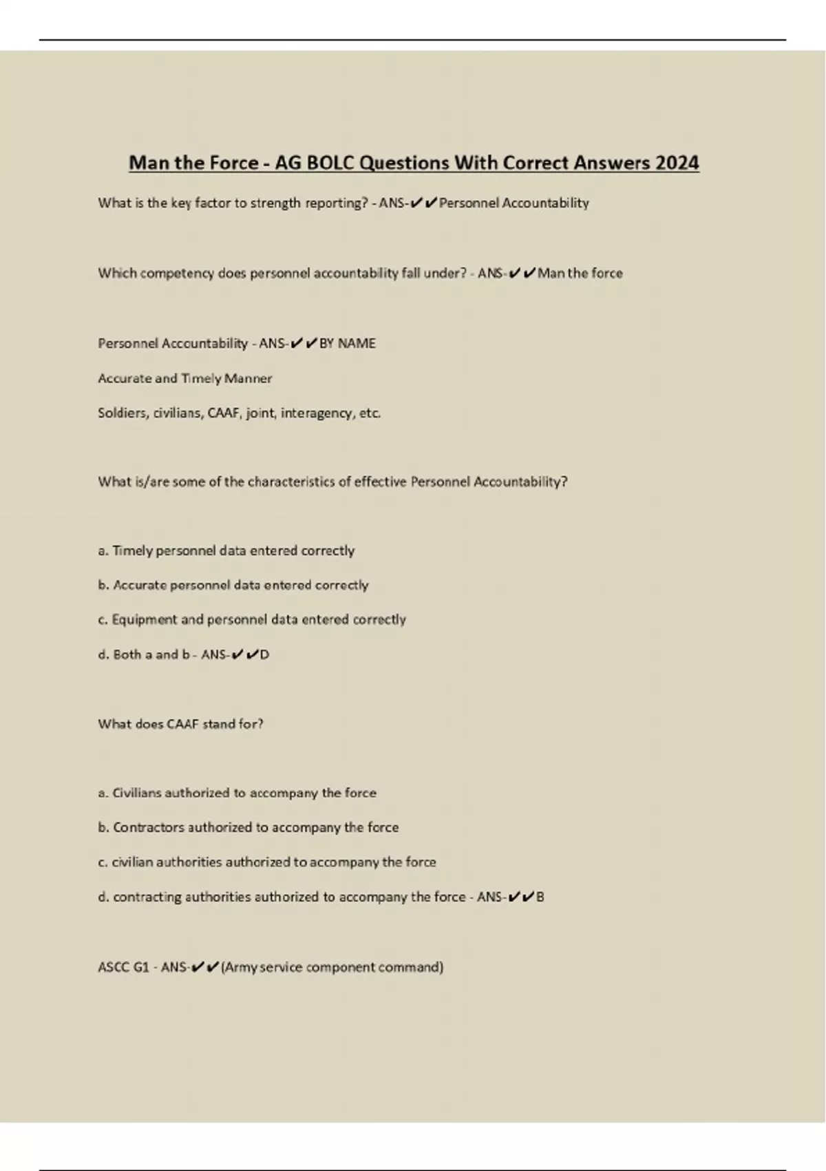 AG BOLC Quiz 1 Questions With 100% Complete Solution , AG BOLC quiz 1 ...