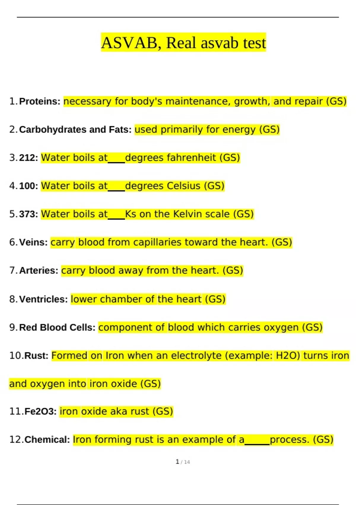ASVAB, Real asvab test Questions And Answers Latest 2024/ 2025 Graded ...