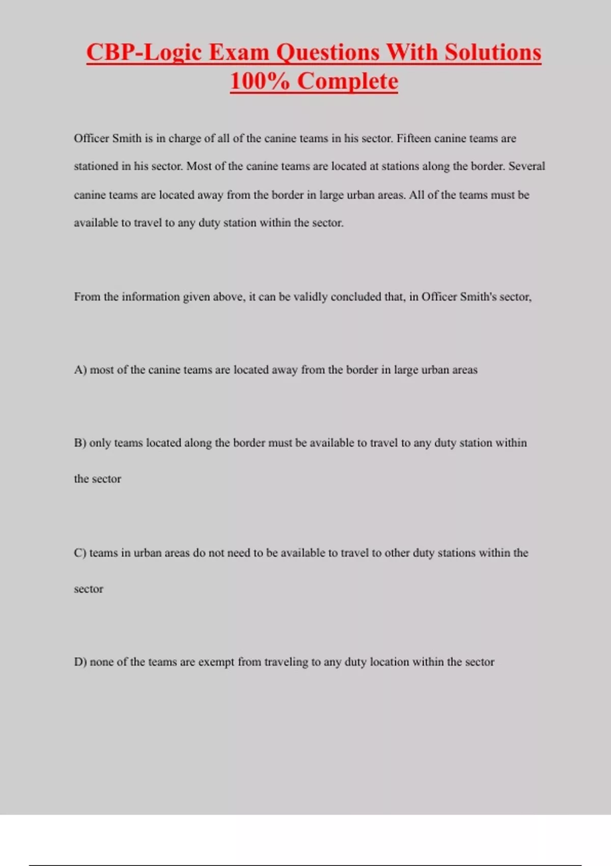 CBP-Logic Exam Questions With Solutions 100% Complete - CBP-Logic ...