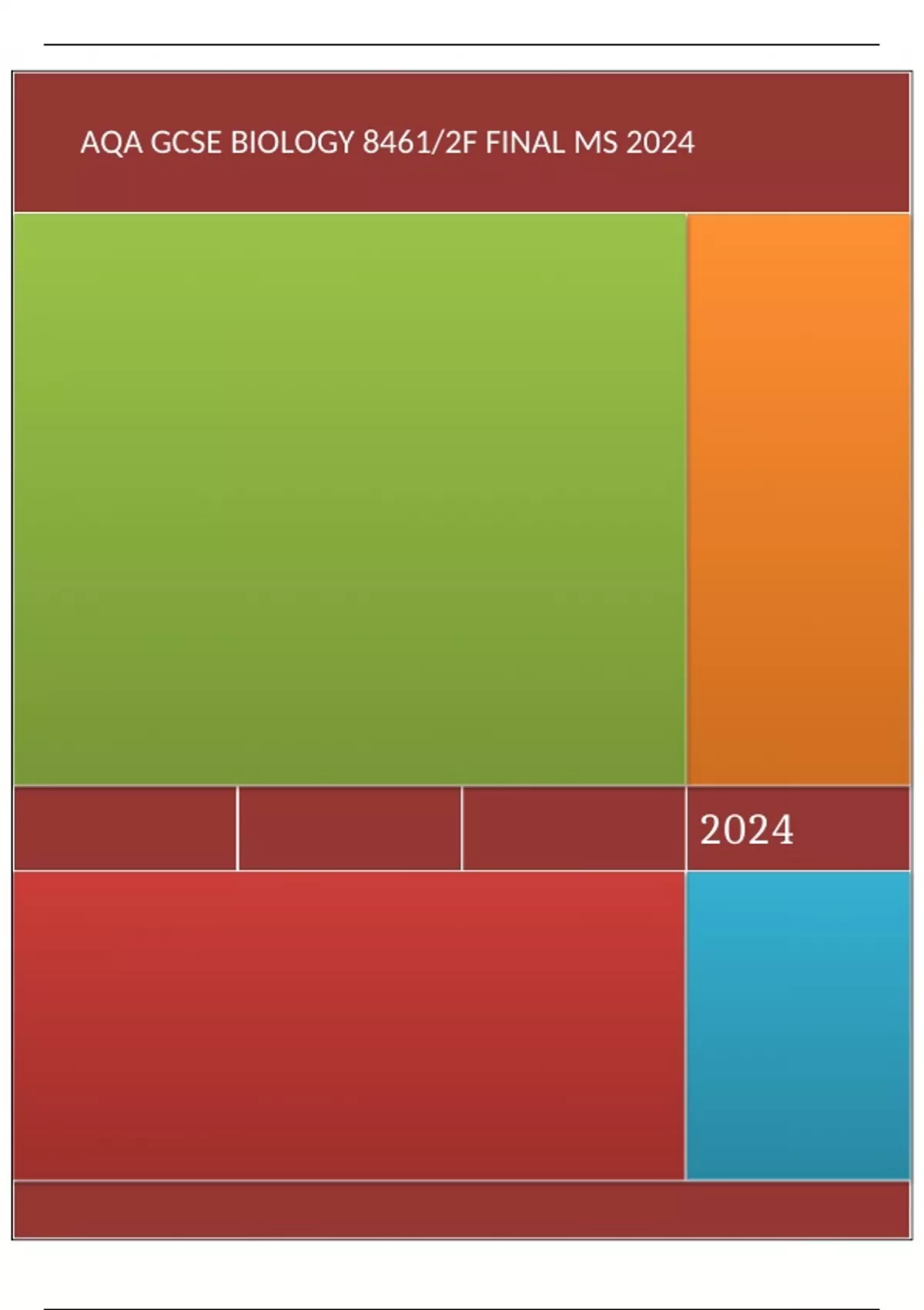 AQA GCSE BIOLOGY 8461/2F Paper 2 Foundation Tier Mark scheme June 2024 ...
