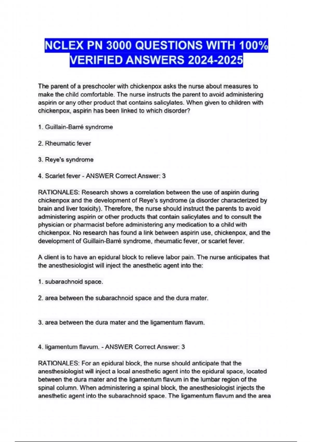 NCLEX PN 3000 QUESTIONS WITH 100% VERIFIED ANSWERS - NCLEX PN 3000 ...