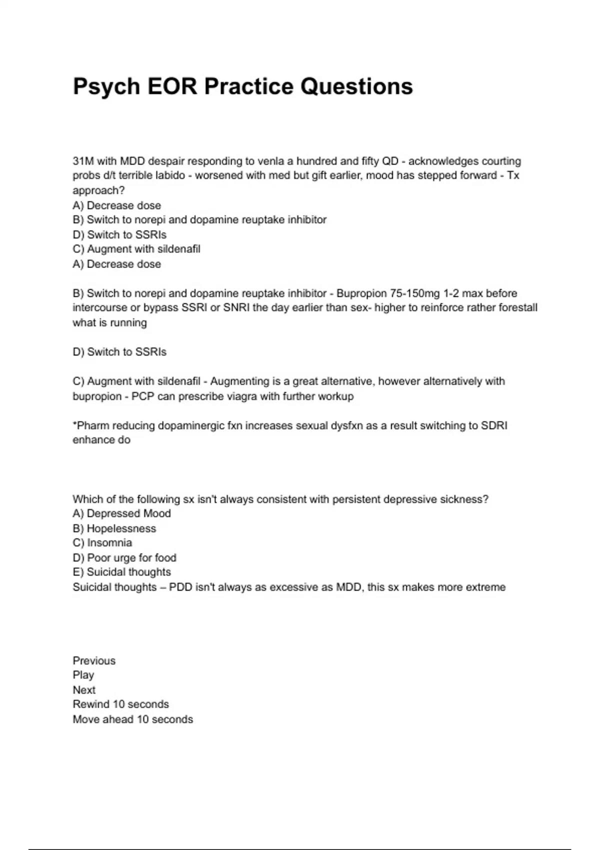 PSYCH EOR 2024/2025 questions and answers 100% correct (ALL BUNDLED ...