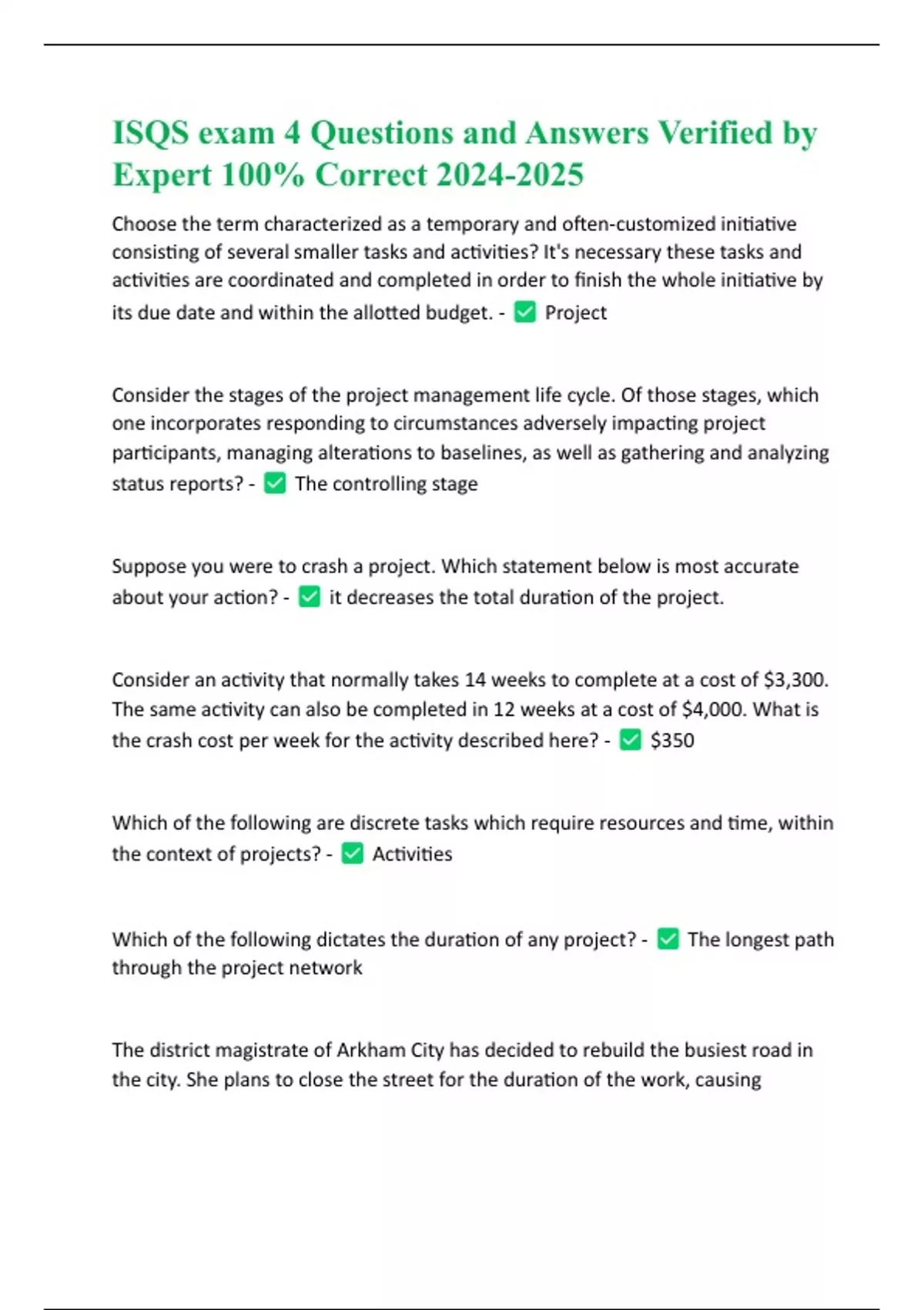 ISQS exam 4 Questions and Answers Verified by Expert 100% Correct ...