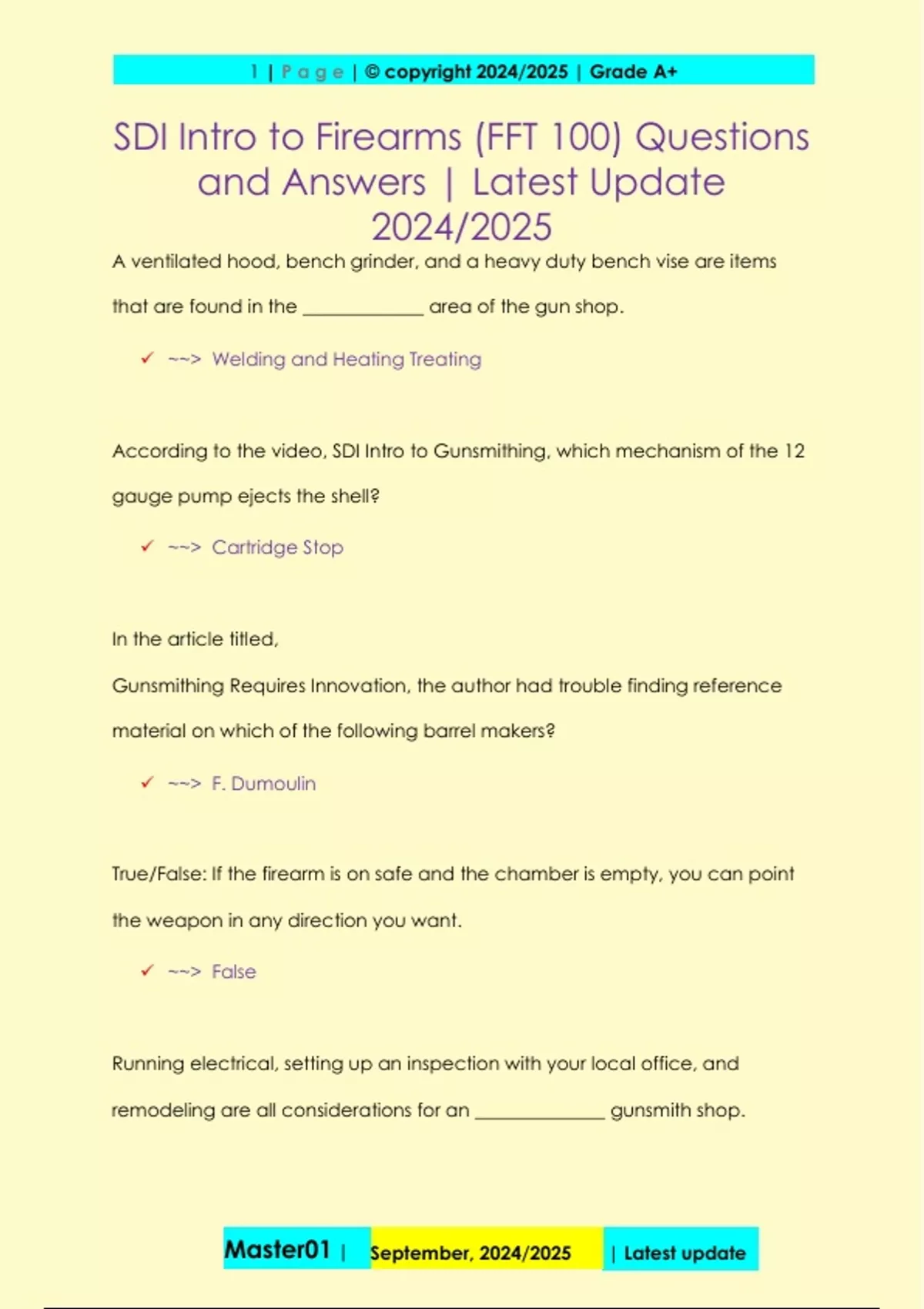 SDI Intro to Firearms (FFT 100) Questions and Answers | Latest Update ...