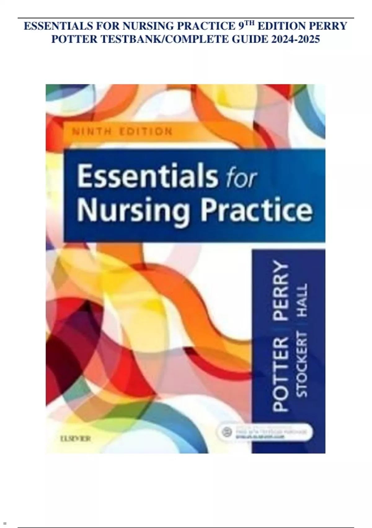 ESSENTIALS FOR NURSING PRACTICE 9TH EDITION PERRY POTTER TESTBANK ...