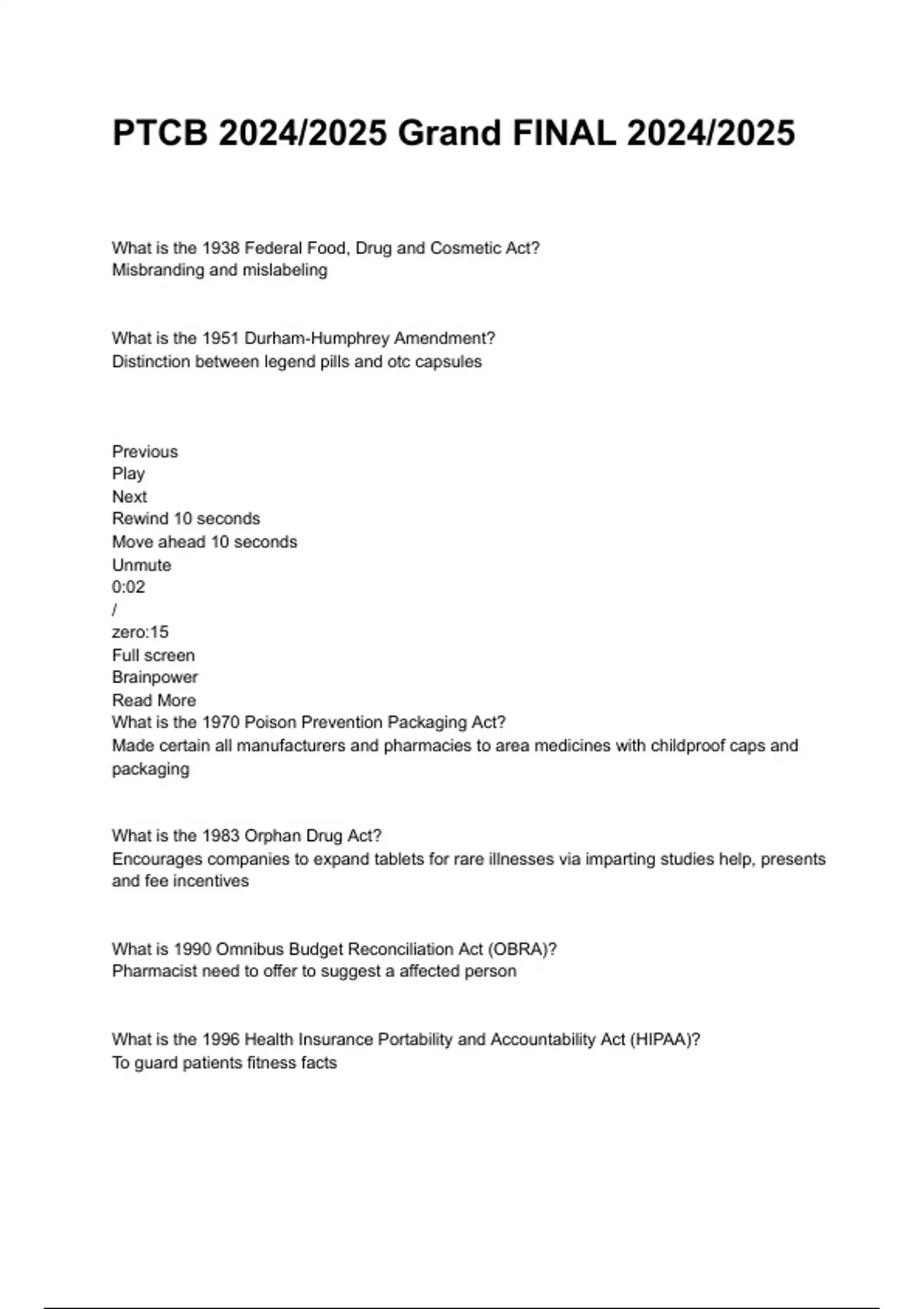 PTCB 2024/2025 Grand FINAL 2024/2025 - PTCB - Stuvia US