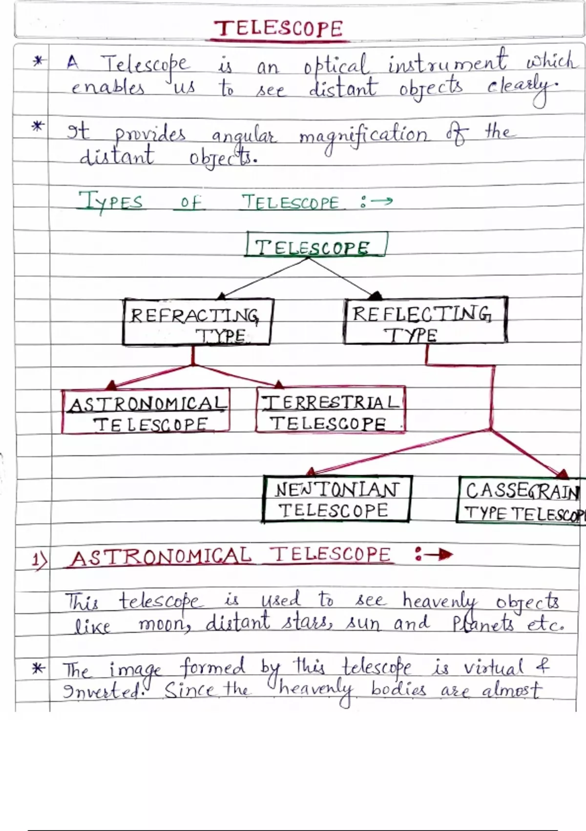 CBSE class 12 physics telescope notes - 1237 - Stuvia US