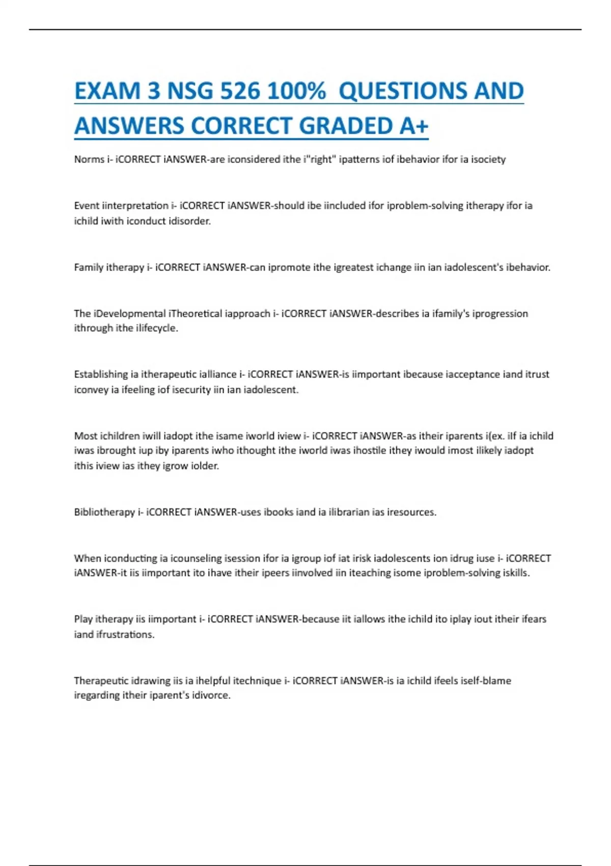 EXAM 3 NSG 526 100% QUESTIONS AND ANSWERS CORRECT GRADED A+ - NSG 526 ...