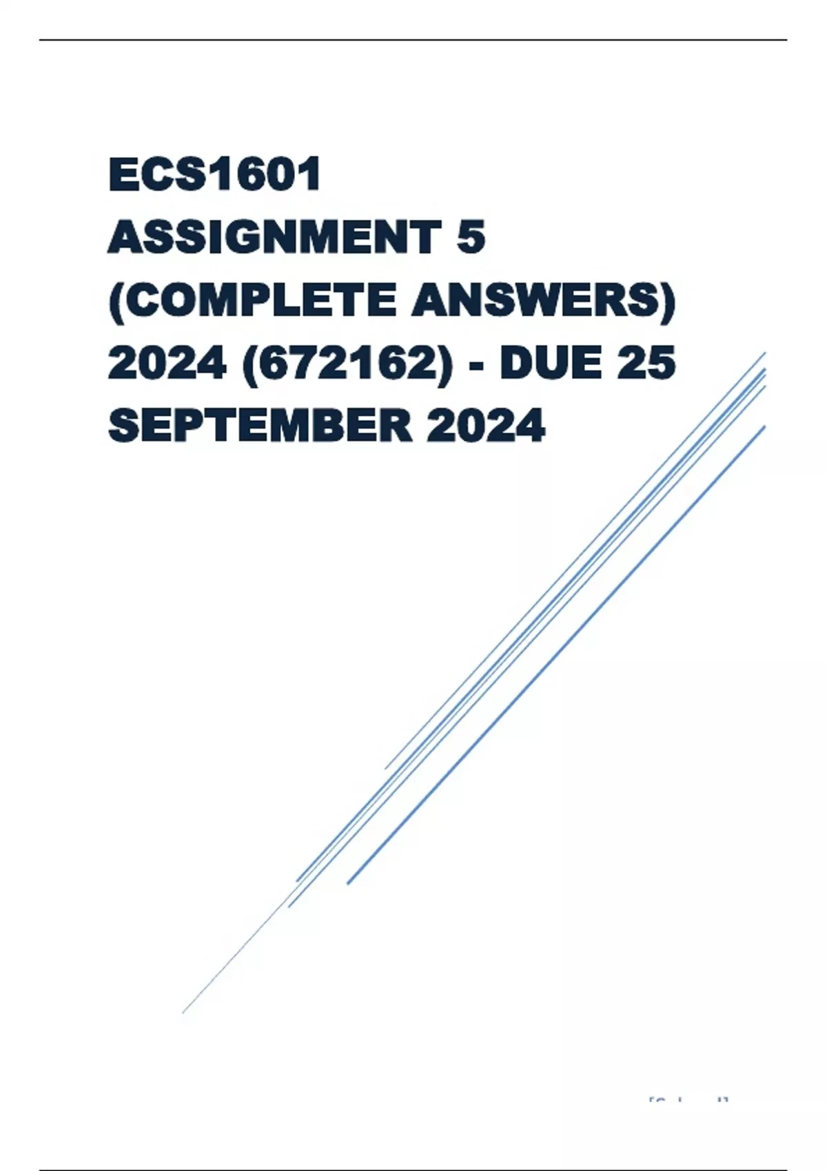 ECS1601 Assignment 5 (COMPLETE ANSWERS) 2024 (672162) - DUE 25 ...