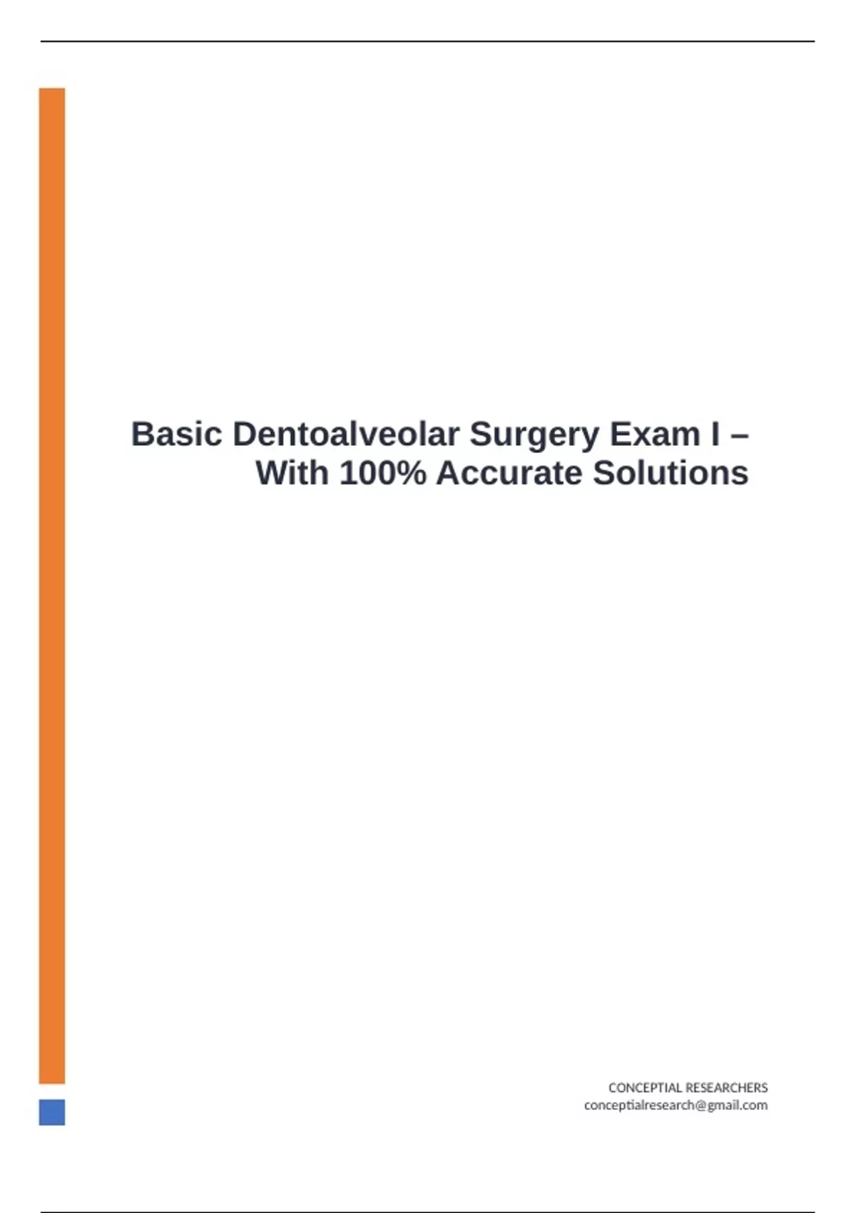 Basic Dentoalveolar Surgery Exam I – With 100% Accurate Solutions ...