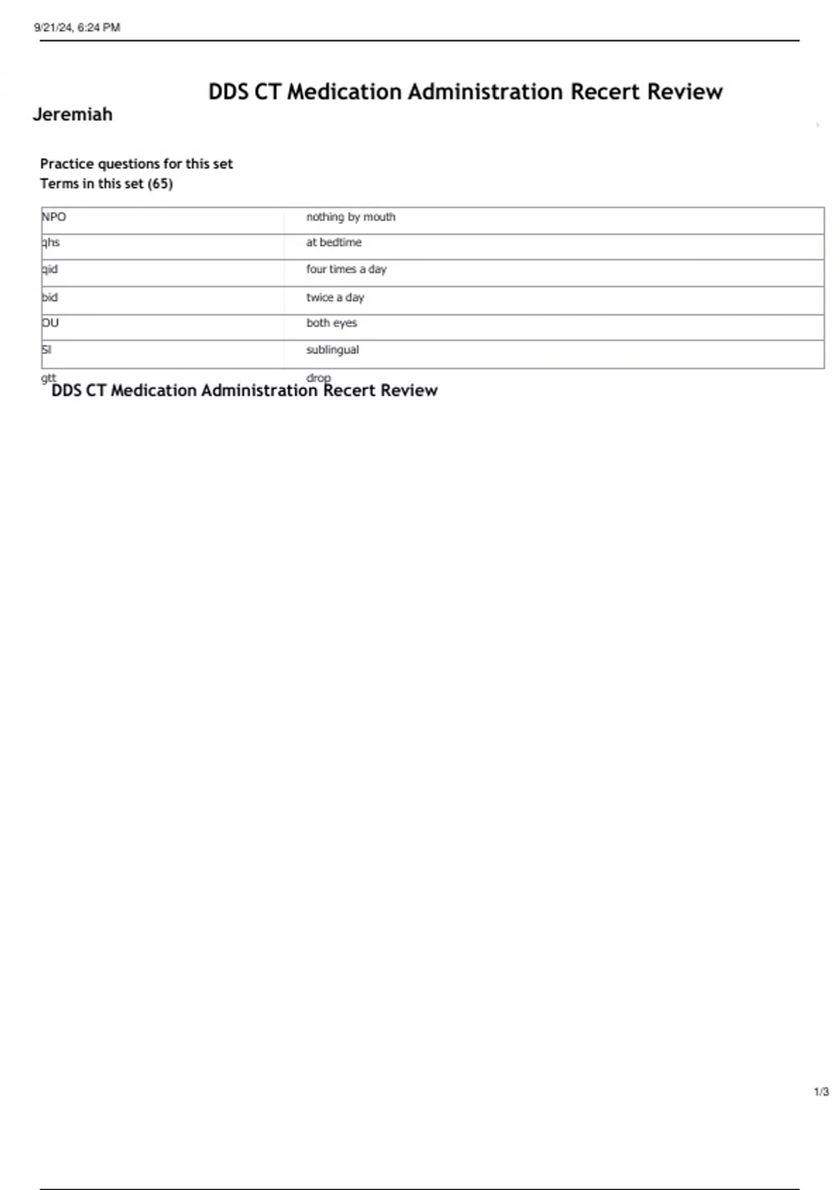 DDS CT Medication Administration Recert Review Flashcards _ 2024 LATEST ...
