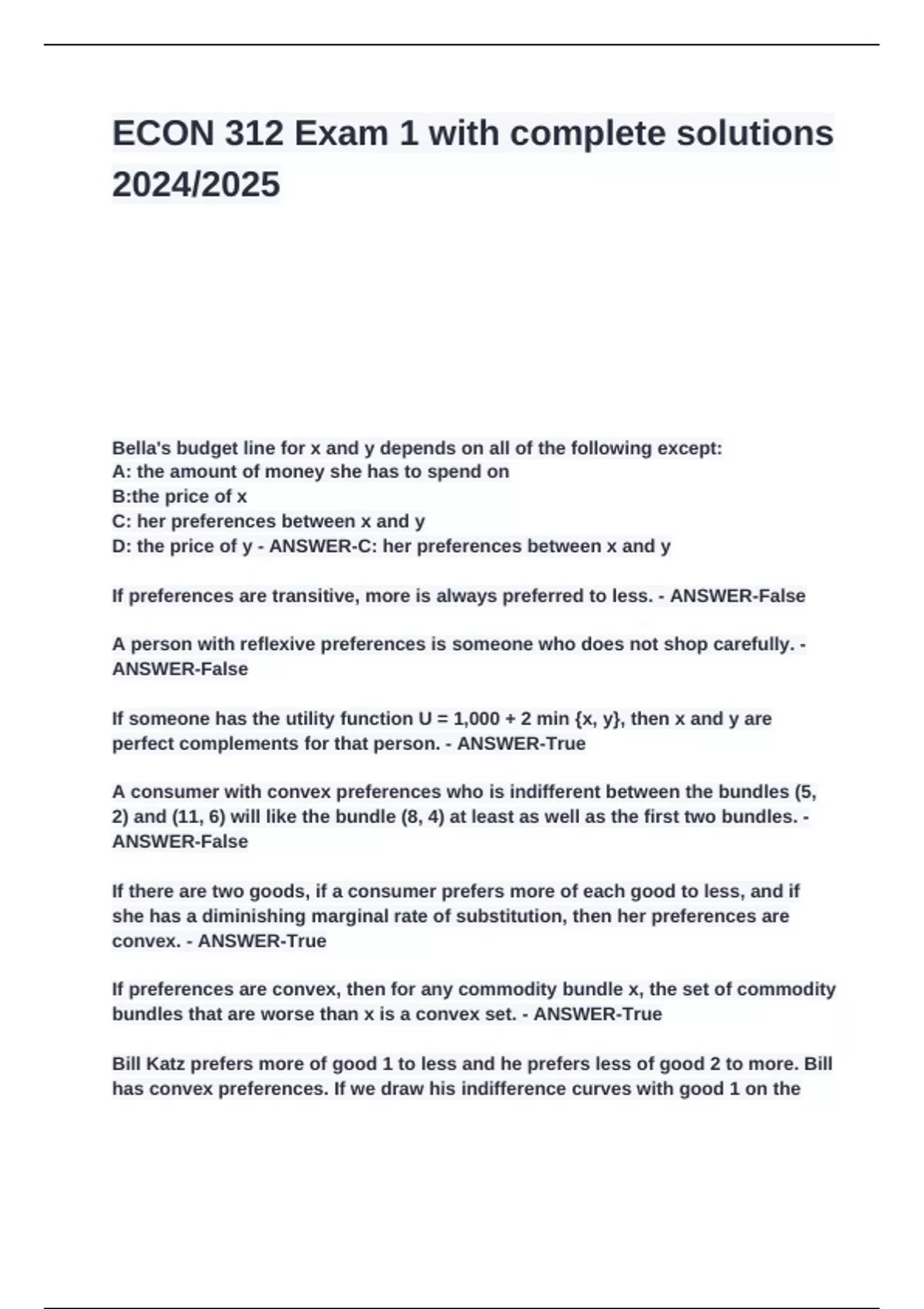 ECON 312 Exam 1 with complete solutions 2024_2025. - Econ312 - Stuvia UK