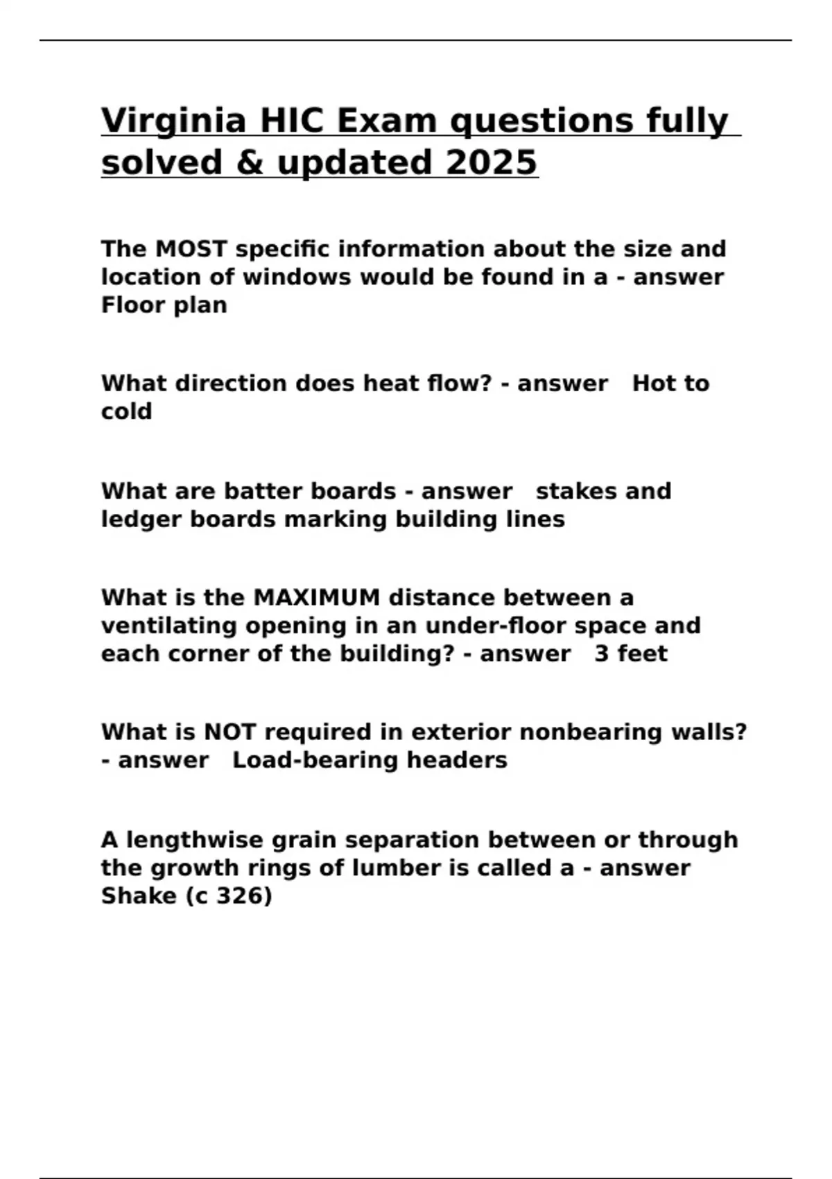 Virginia HIC Exam questions fully solved & updated 2025 - Virginia Real ...