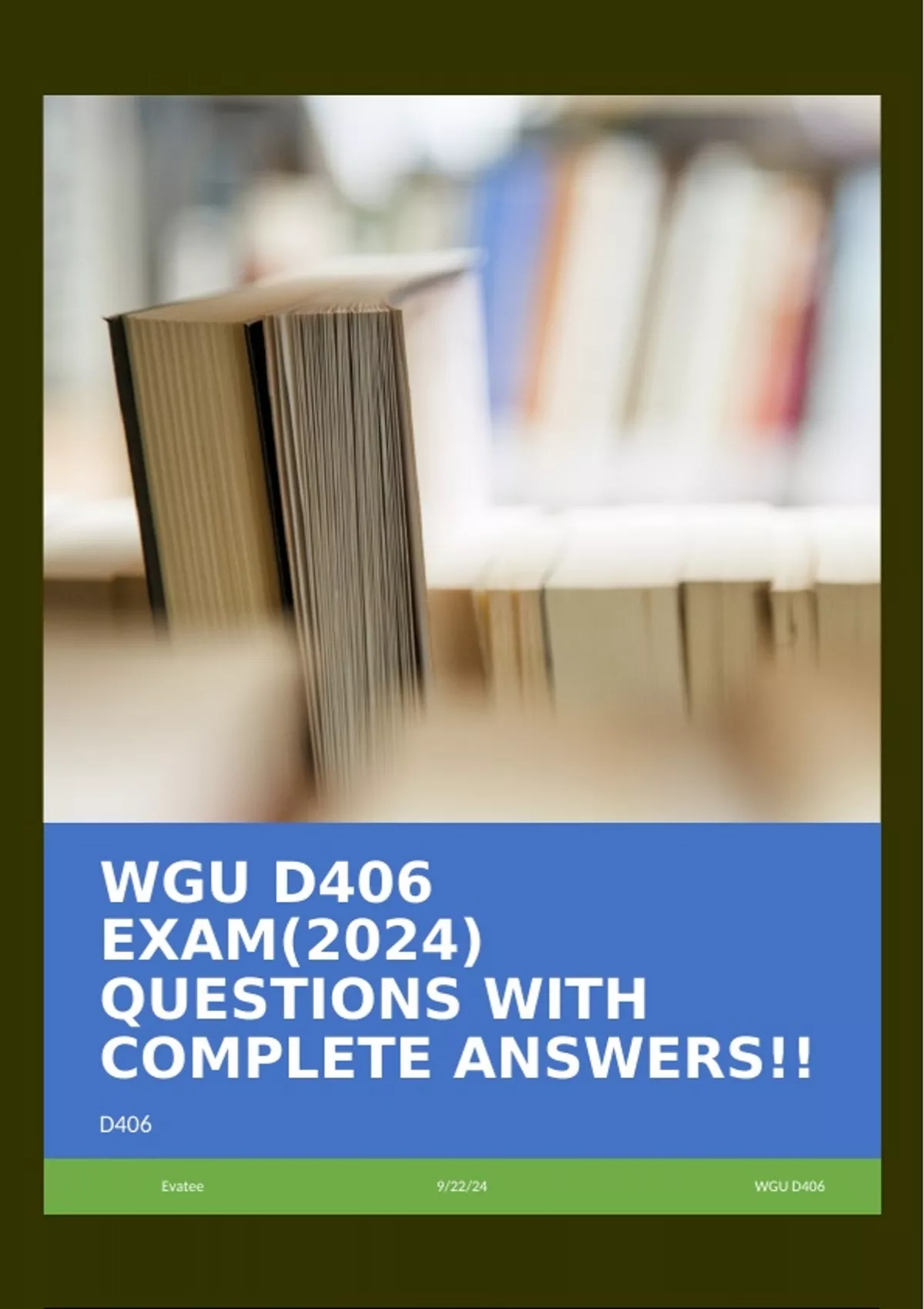 WGU D406 EXAM(2024) QUESTIONS WITH COMPLETE ANSWERS!! - WGU D406 ...