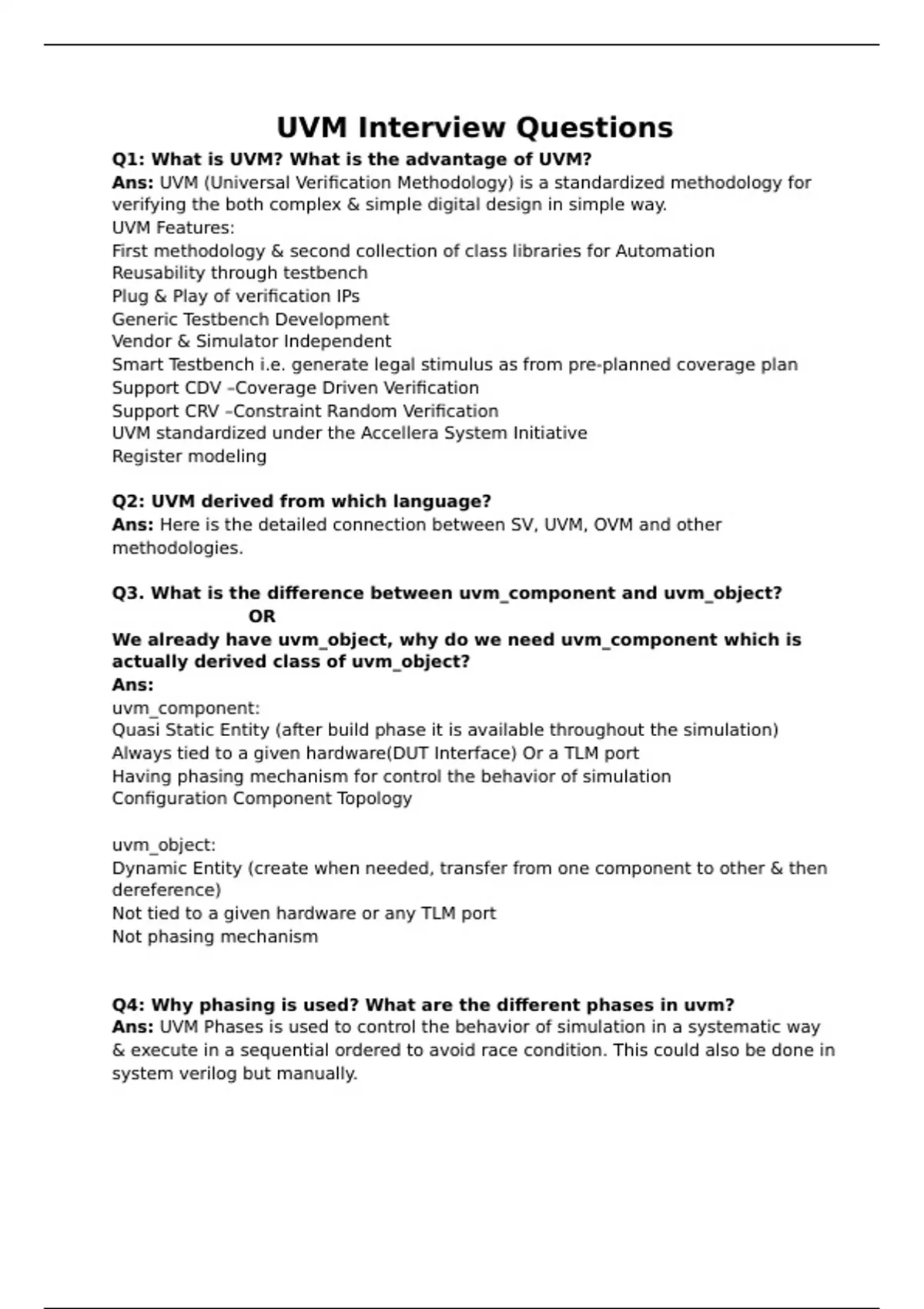 UVM interview Question - VLSI - Stuvia US