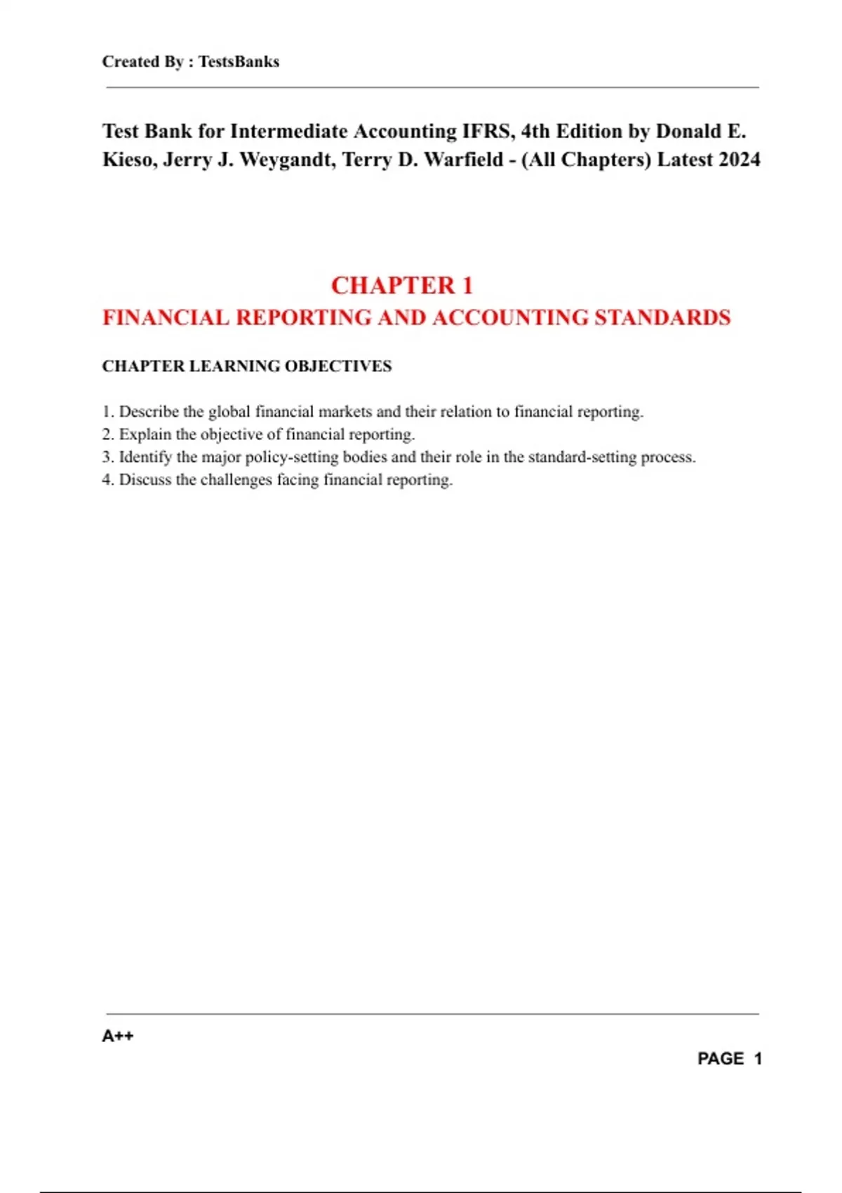 Test Bank for Intermediate Accounting IFRS, 4th Edition by Donald E ...