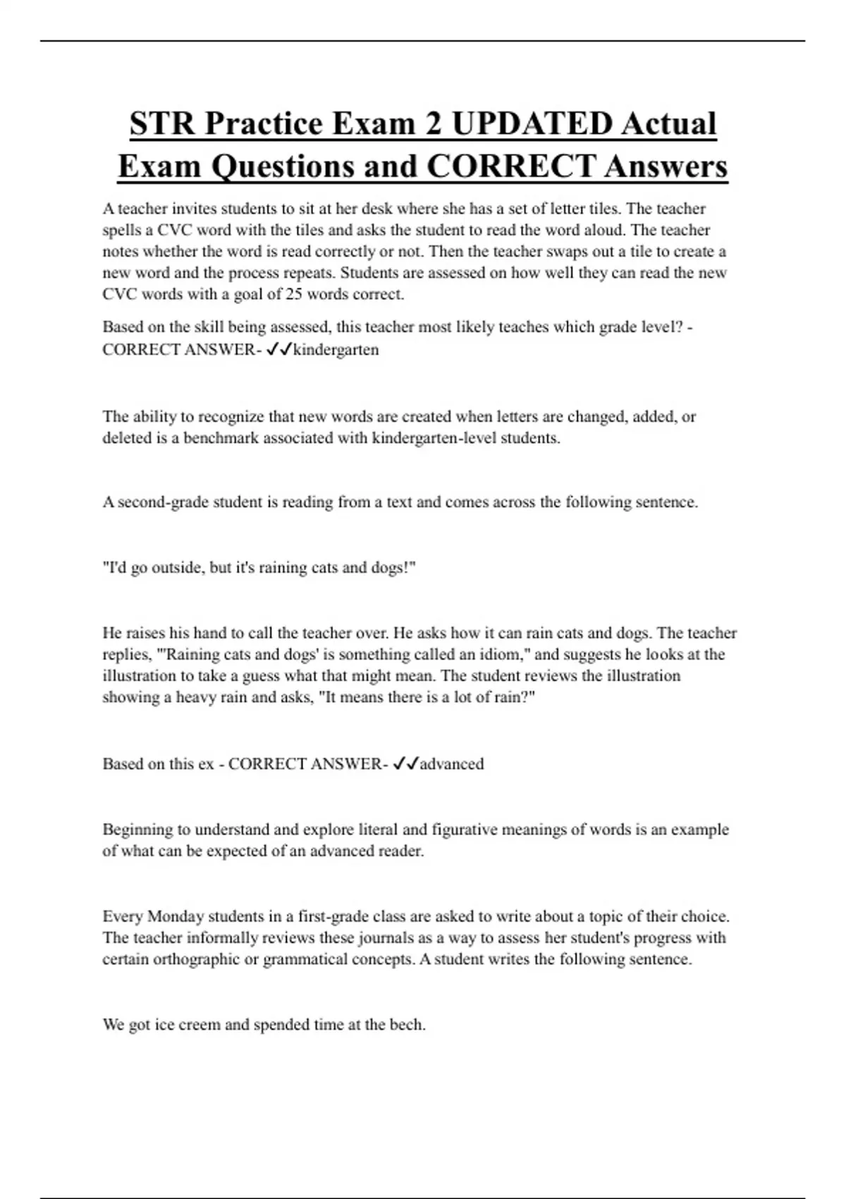 Str Practice Exam 2 Updated Actual Exam Questions And Correct Answers