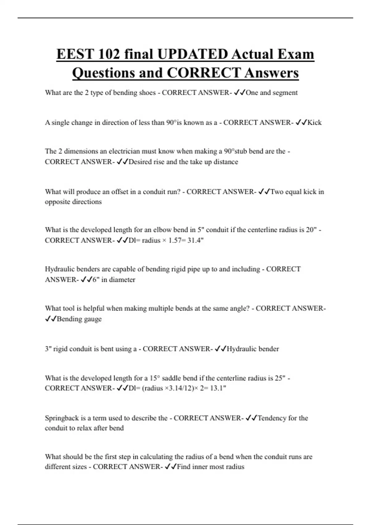 EEST 102 final UPDATED Actual Exam Questions and CORRECT Answers - EEST ...
