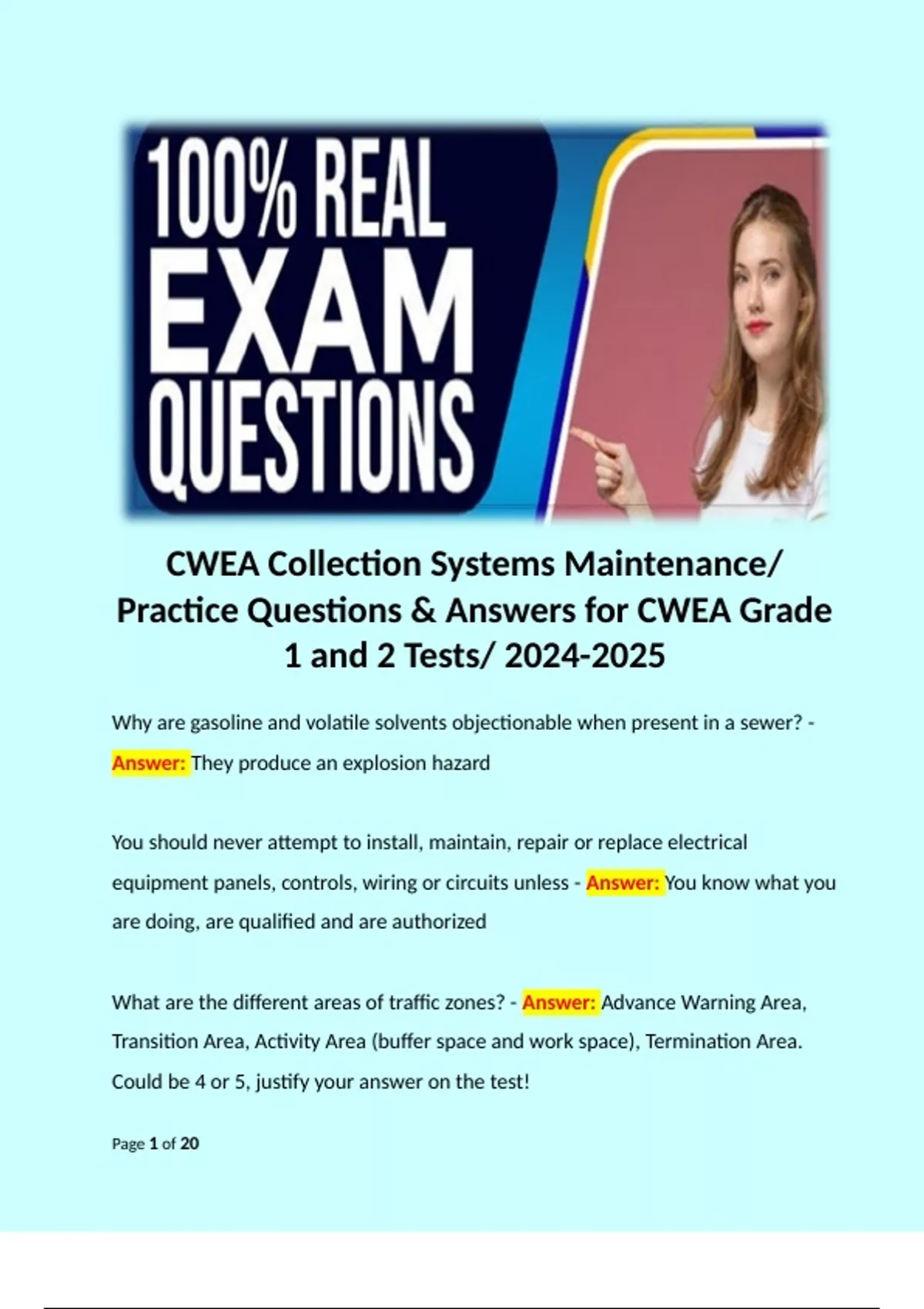 Cwea Collection Systems Maintenance Practice Questions And Answers For Cwea Grade 1 And 2 Tests