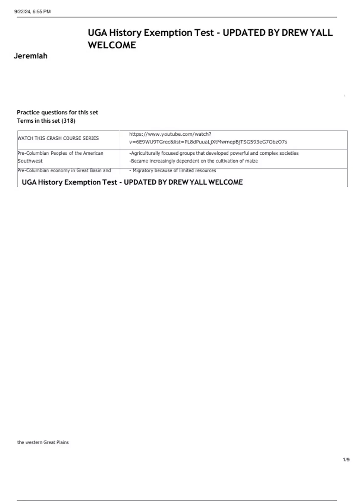 UGA History Exemption Test - UPDATED BY DREW YALL WELCOME WITH CORRECT ...