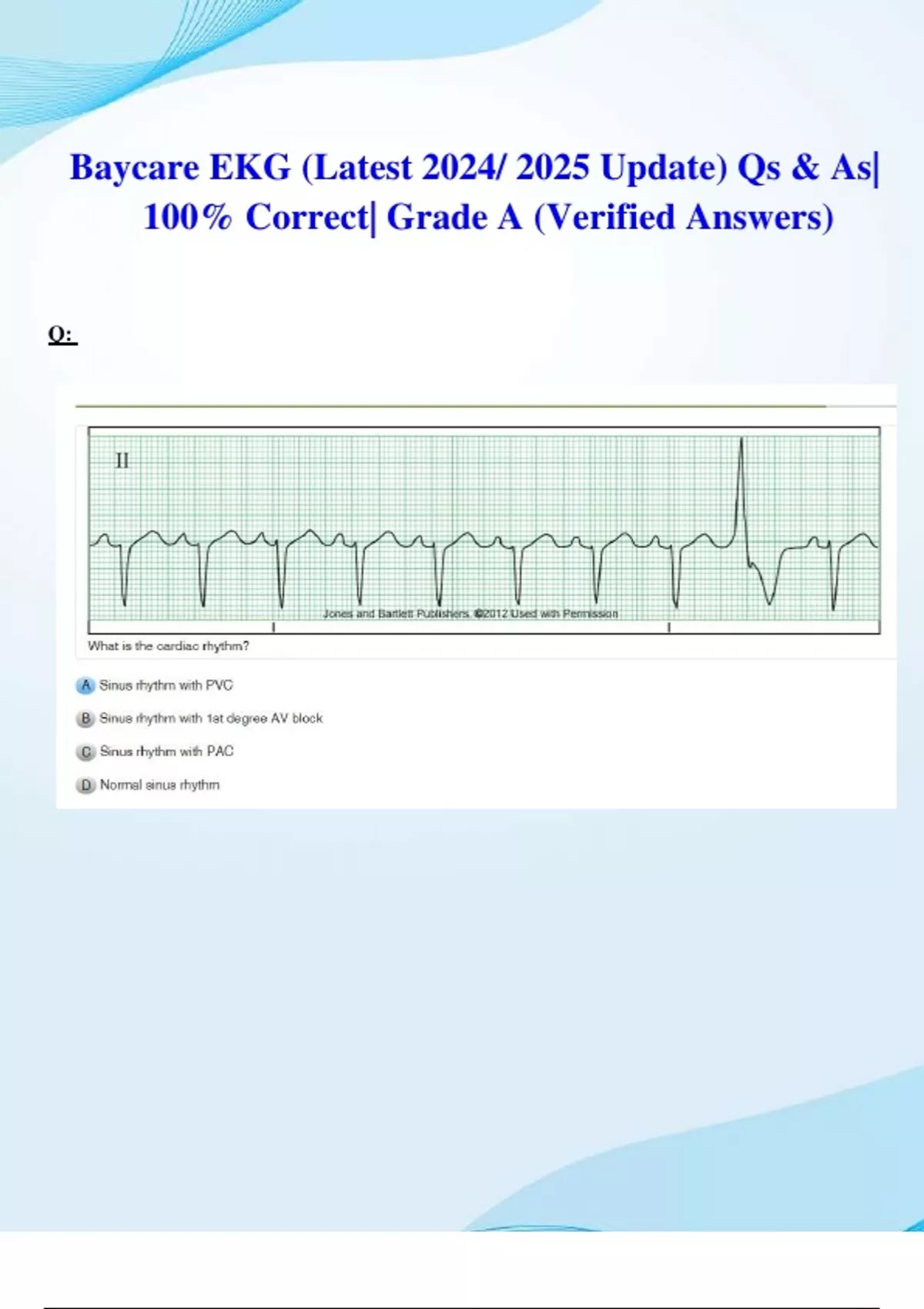 Baycare EKG Tests (Latest 2024/ 2025 Updates STUDY BUNDLE PACKAGE WITH ...