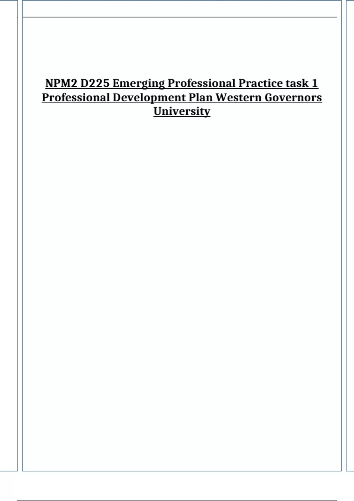 NPM2 D225 Emerging Professional Practice task 1 Professional ...