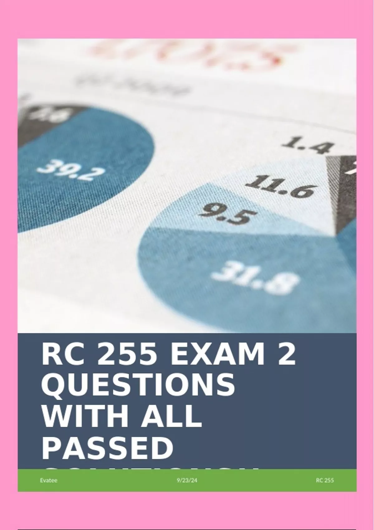 RC 255 EXAM 2 QUESTIONS WITH ALL PASSED SOLUTIONS!! - RC 255 - Stuvia US