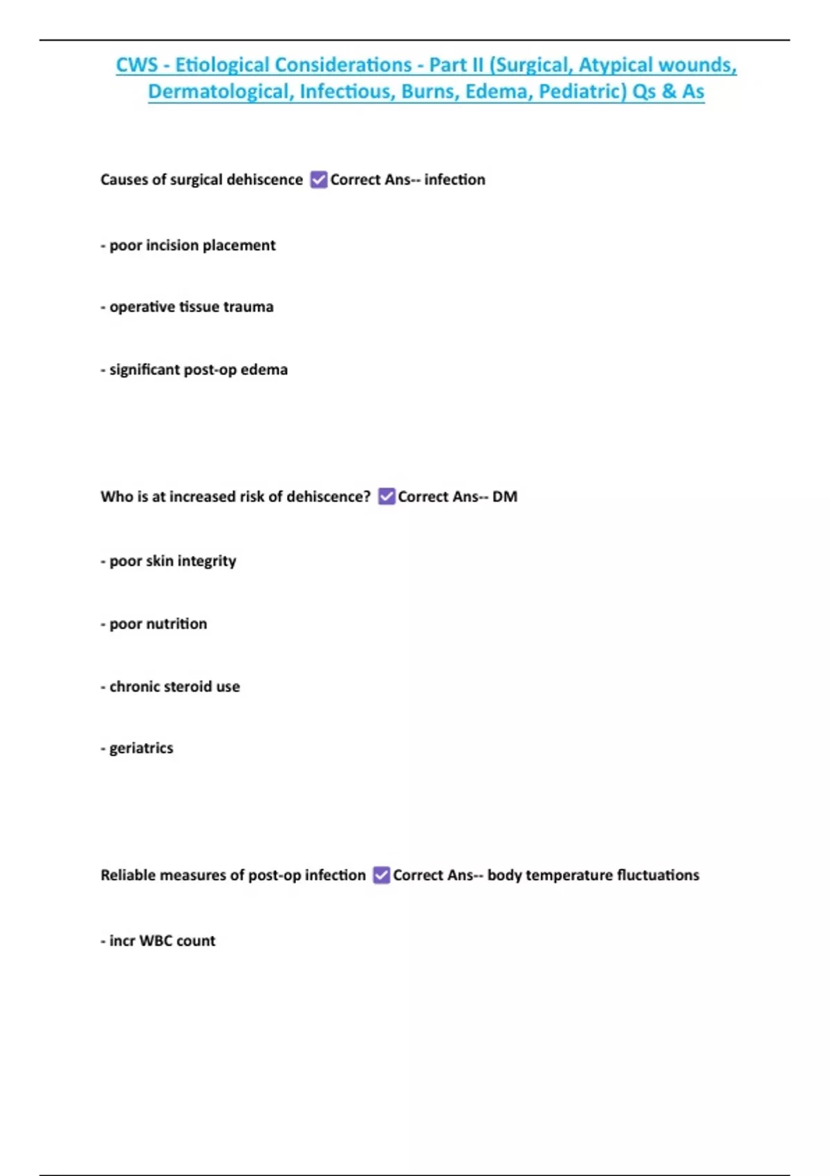 CWS - Etiological Considerations - Part II (Surgical, Atypical wounds ...