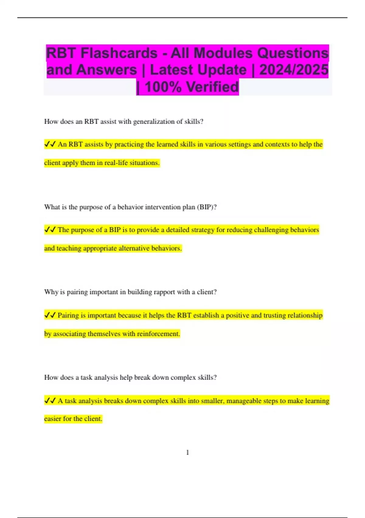 RBT Flashcards - All Modules Questions and Answers | Latest Update ...