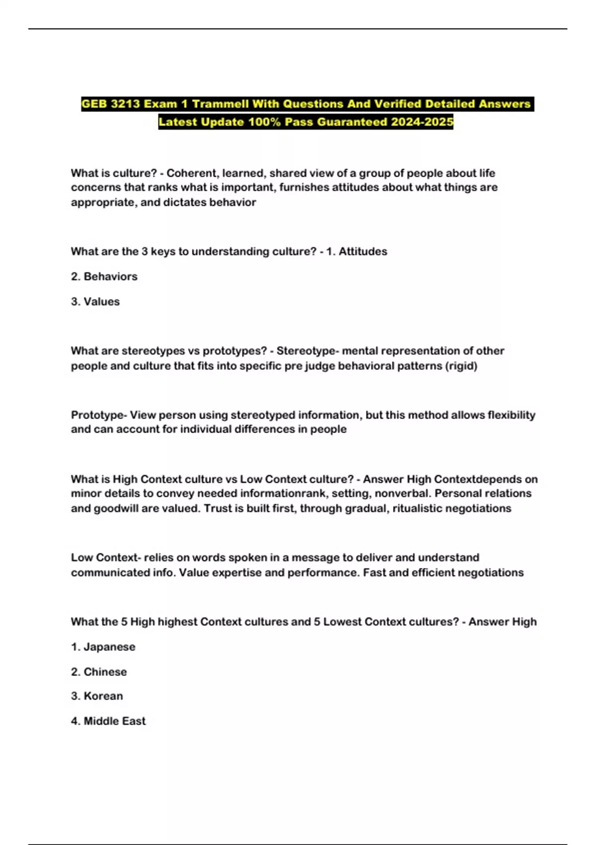 GEB 3213 Exam 1 Trammell With Questions And Verified Detailed Answers ...