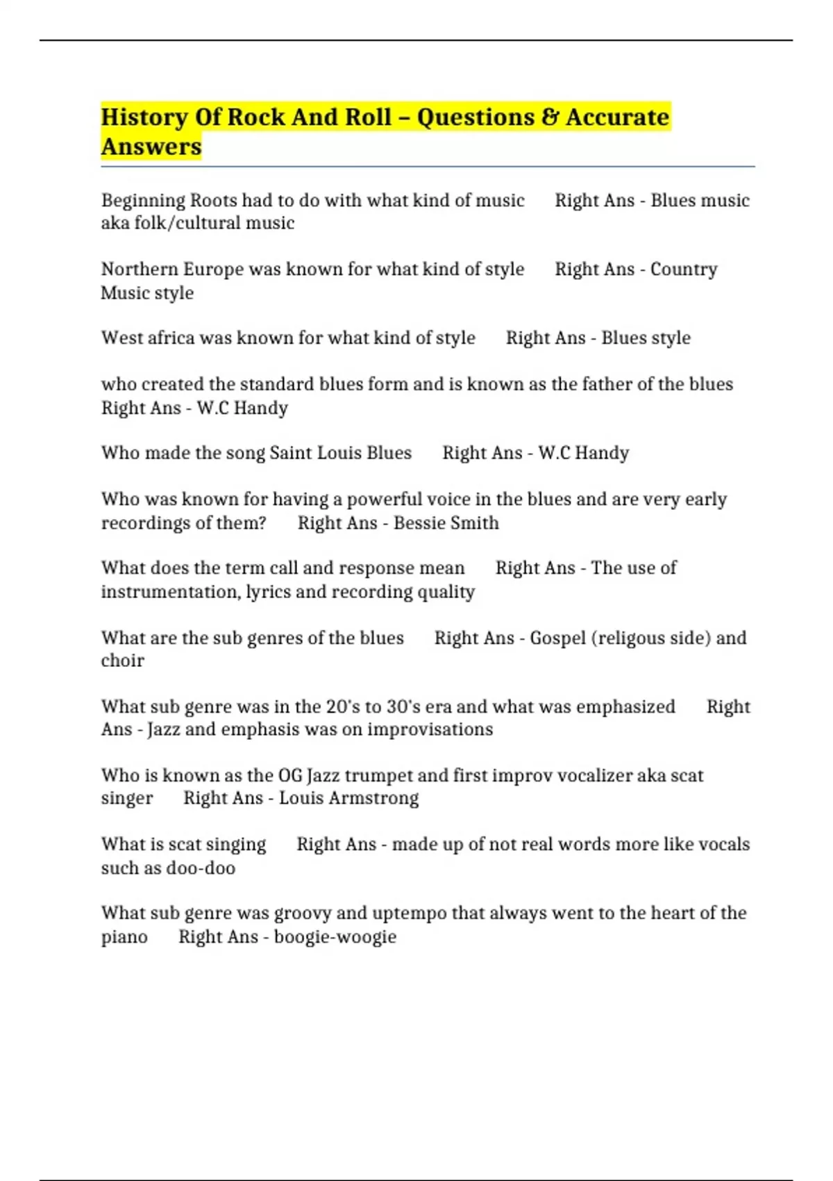 History Of Rock And Roll – Questions & Accurate Answers - History Of ...