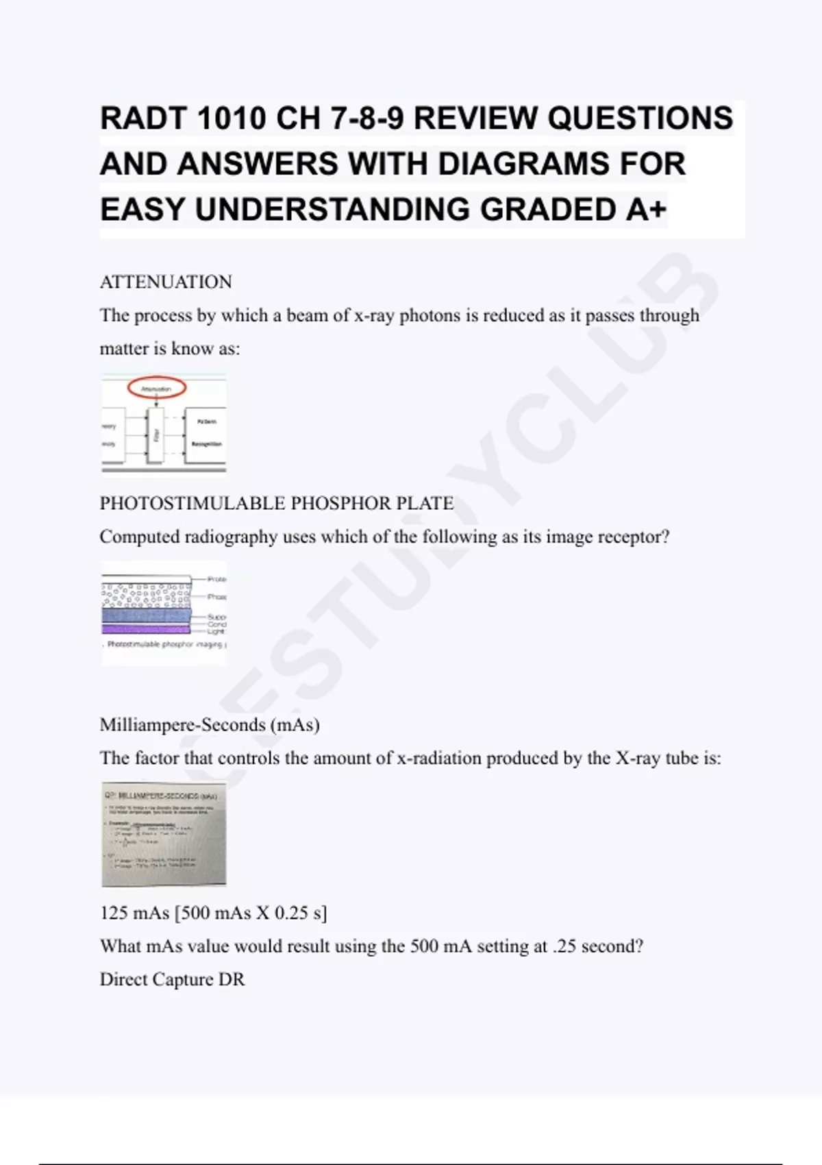 RADT 1010 CH 7-8-9 REVIEW QUESTIONS AND ANSWERS WITH DIAGRAMS FOR EASY ...