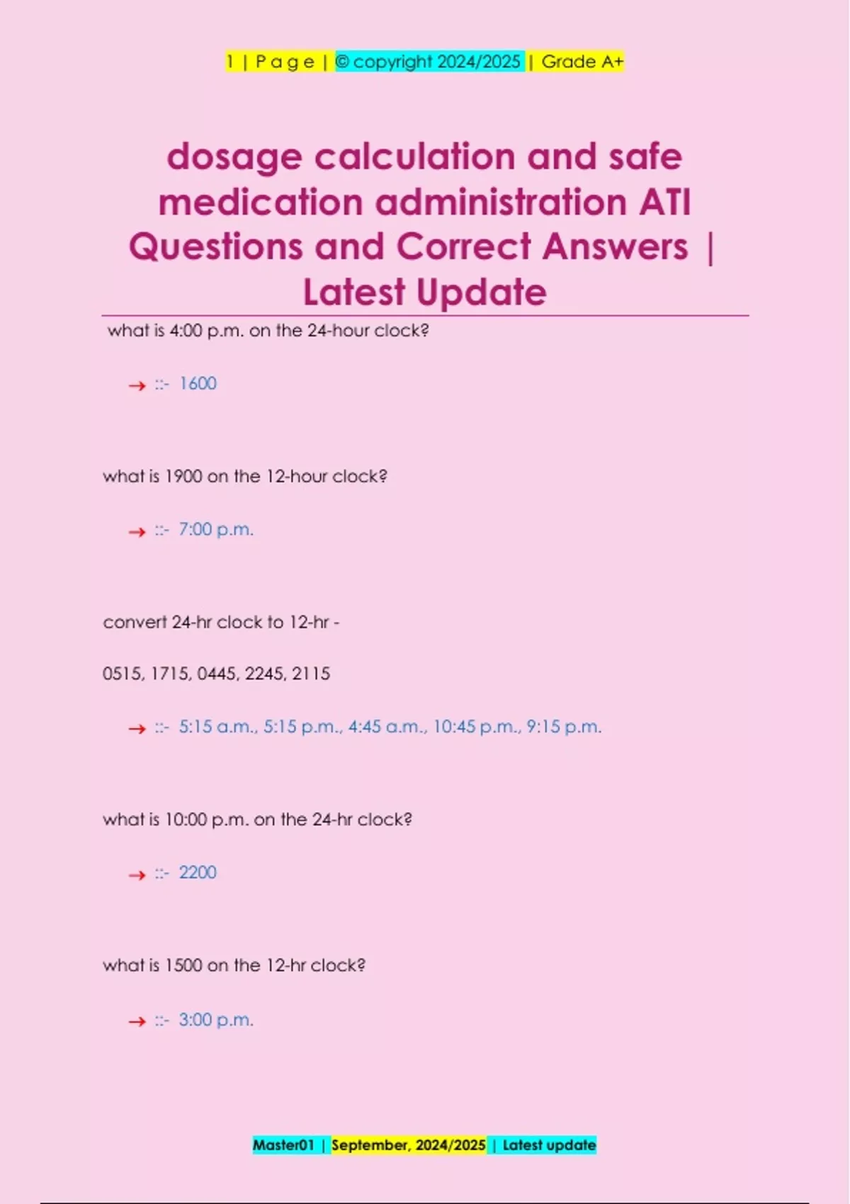 dosage calculation and safe medication administration ATI Questions and ...