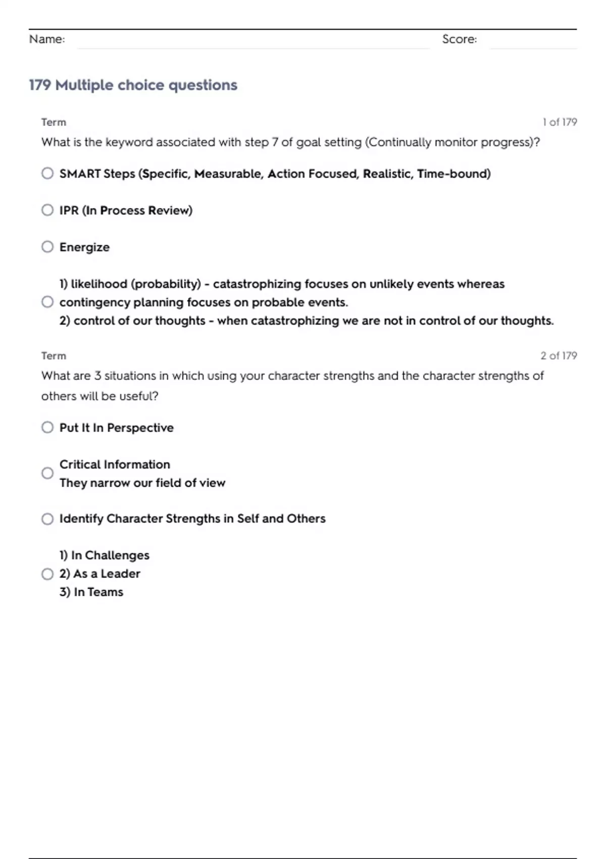 MASTER RESILIENCE TRAINING (MRT) QUESTIONS AND ANSWERS - Master ...