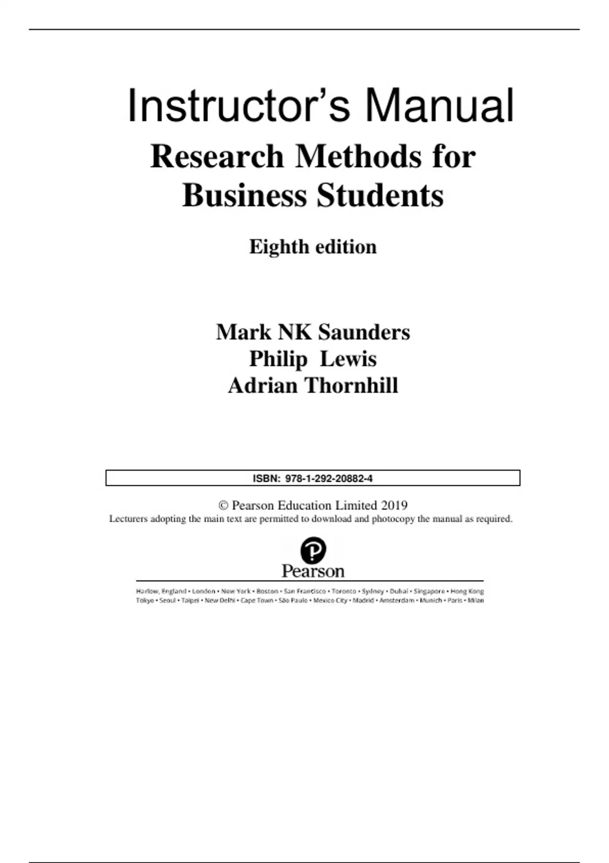 Solution Manual for Research Methods for Business Students Eighth ...
