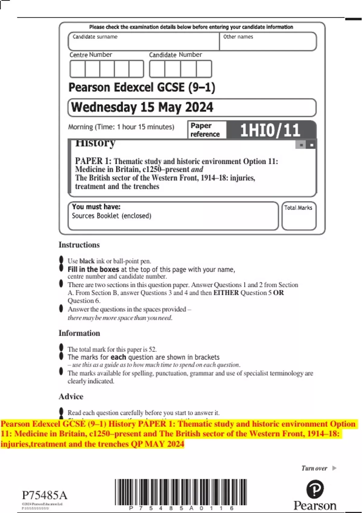 Bundle: Pearson Edexcel GCSE (9–1) History PAPER 1: Thematic study and ...