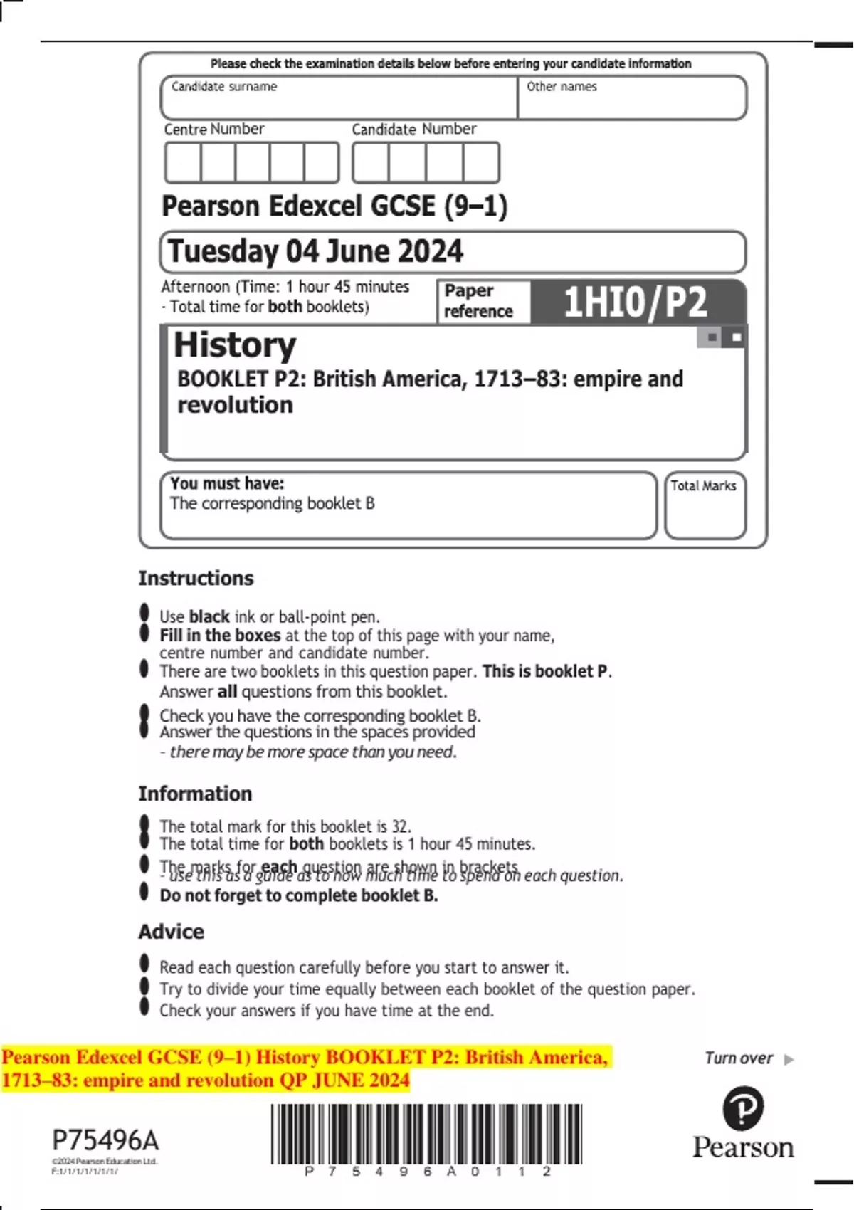 Bundle:Pearson Edexcel GCSE (9–1) History BOOKLET P2: British America ...