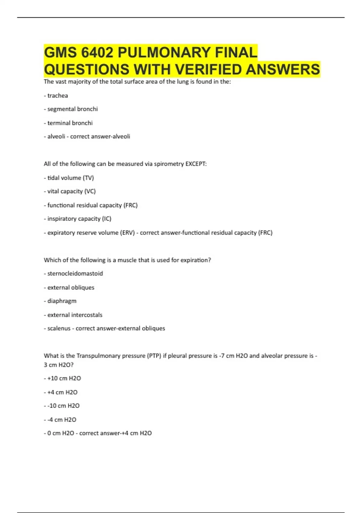 PALS FINAL REVIEW EXAM 2024 WITH 100% VERIFEID ANSWERS - Pals - Stuvia US