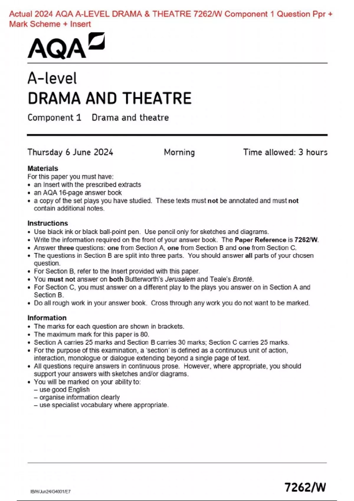 Actual 2024 AQA A-LEVEL DESIGN AND TECHNOLOGY: FASHION AND TEXTILES ...
