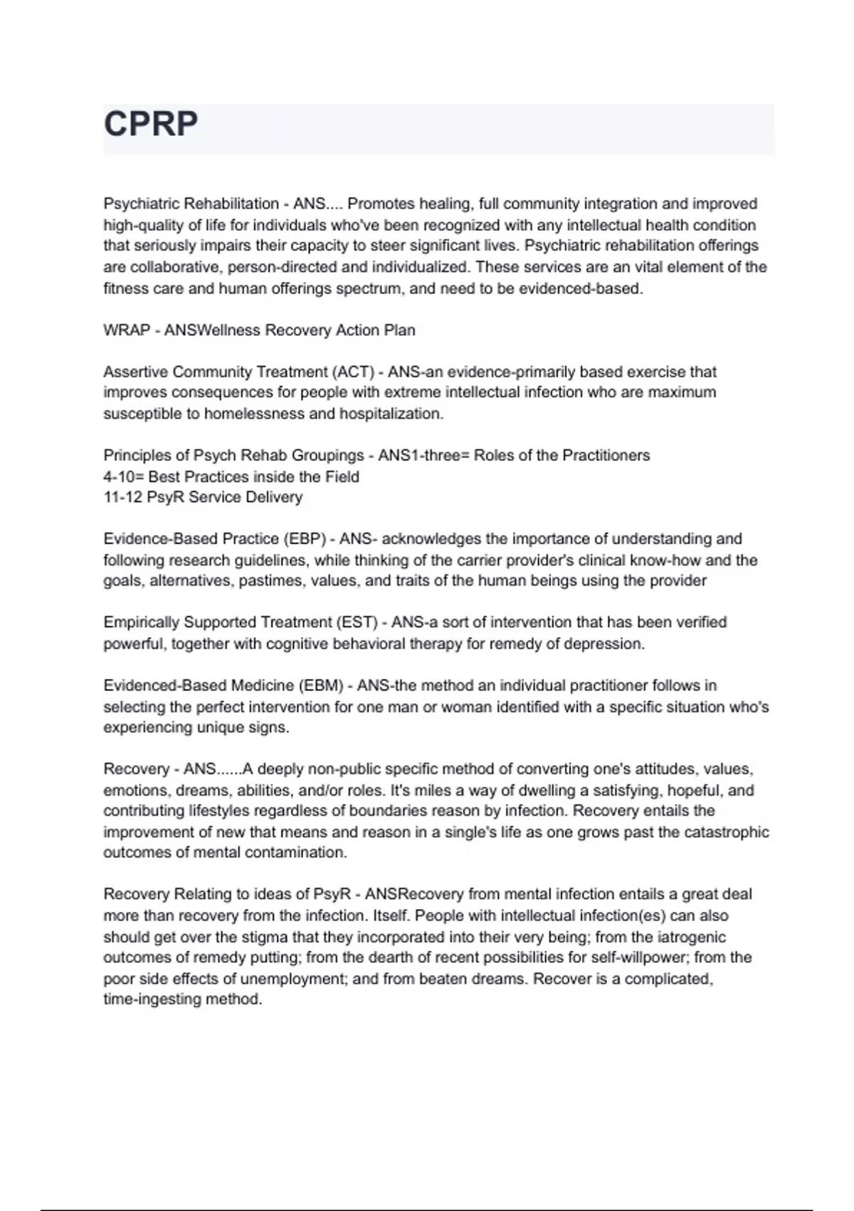 UPDATED 2024/2025 CERTIFIED PSYCHIATRIC REHABILITATION PRACTITIONER ...