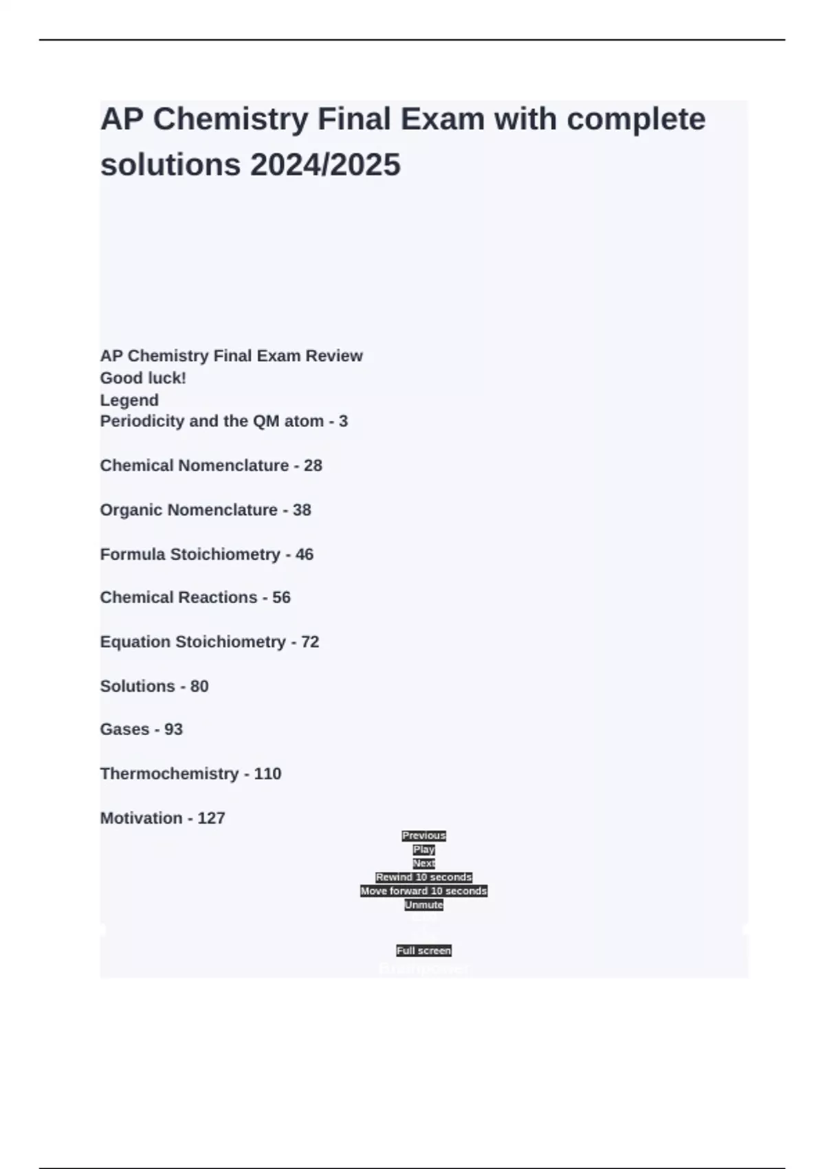 AP Chemistry Final Exam with complete solutions 2024_2025 - AP Chemistry - Stuvia US