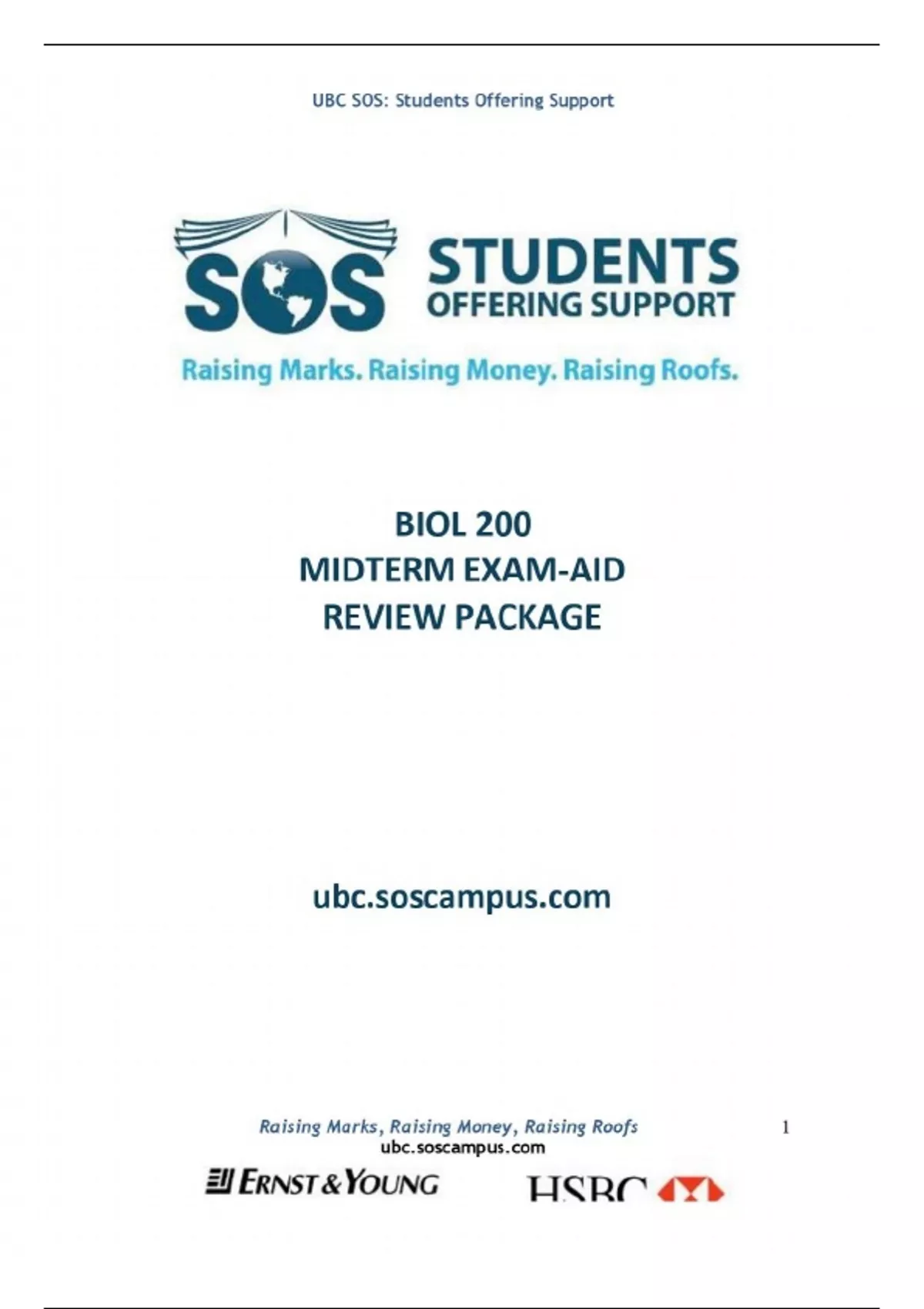 BIOL 200 MIDTERM EXAM-AID REVIEW PACKAGE SOS WITH COMPLETE SOLUTION ...
