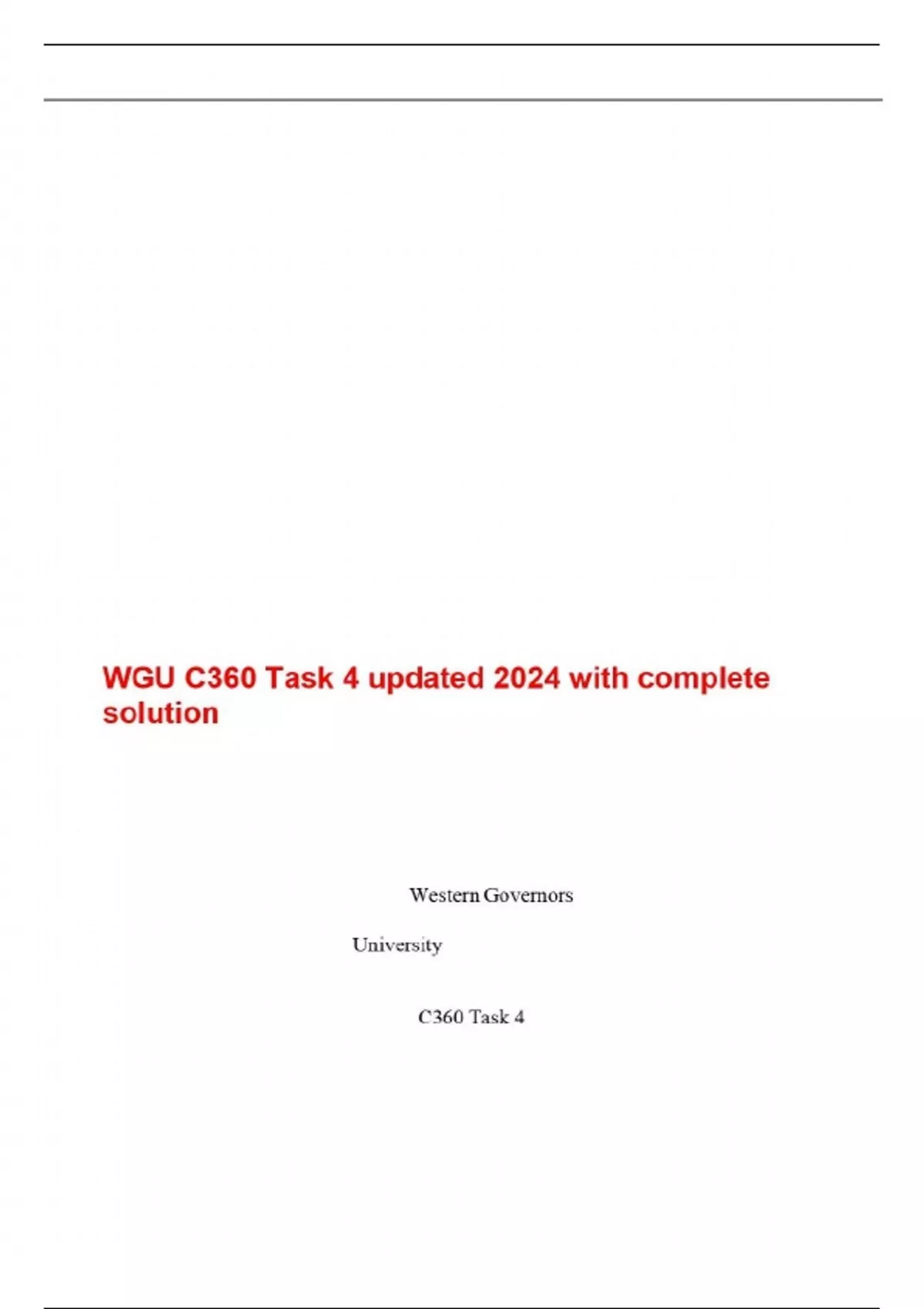 WGU C360 Task 4 updated 2024 with complete solution - EDUCATION C360 - Stuvia US