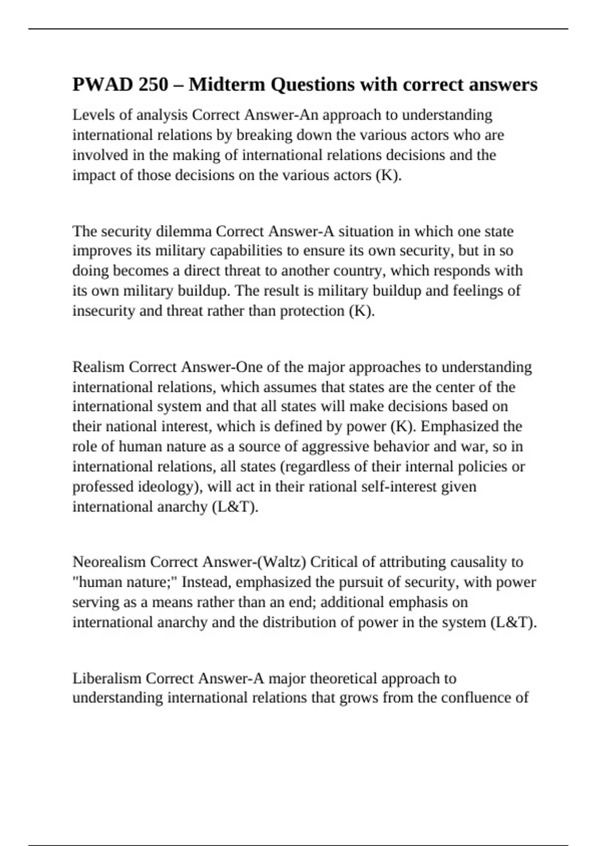 PWAD 250 – Midterm Questions with correct answers - Pwad - Stuvia US