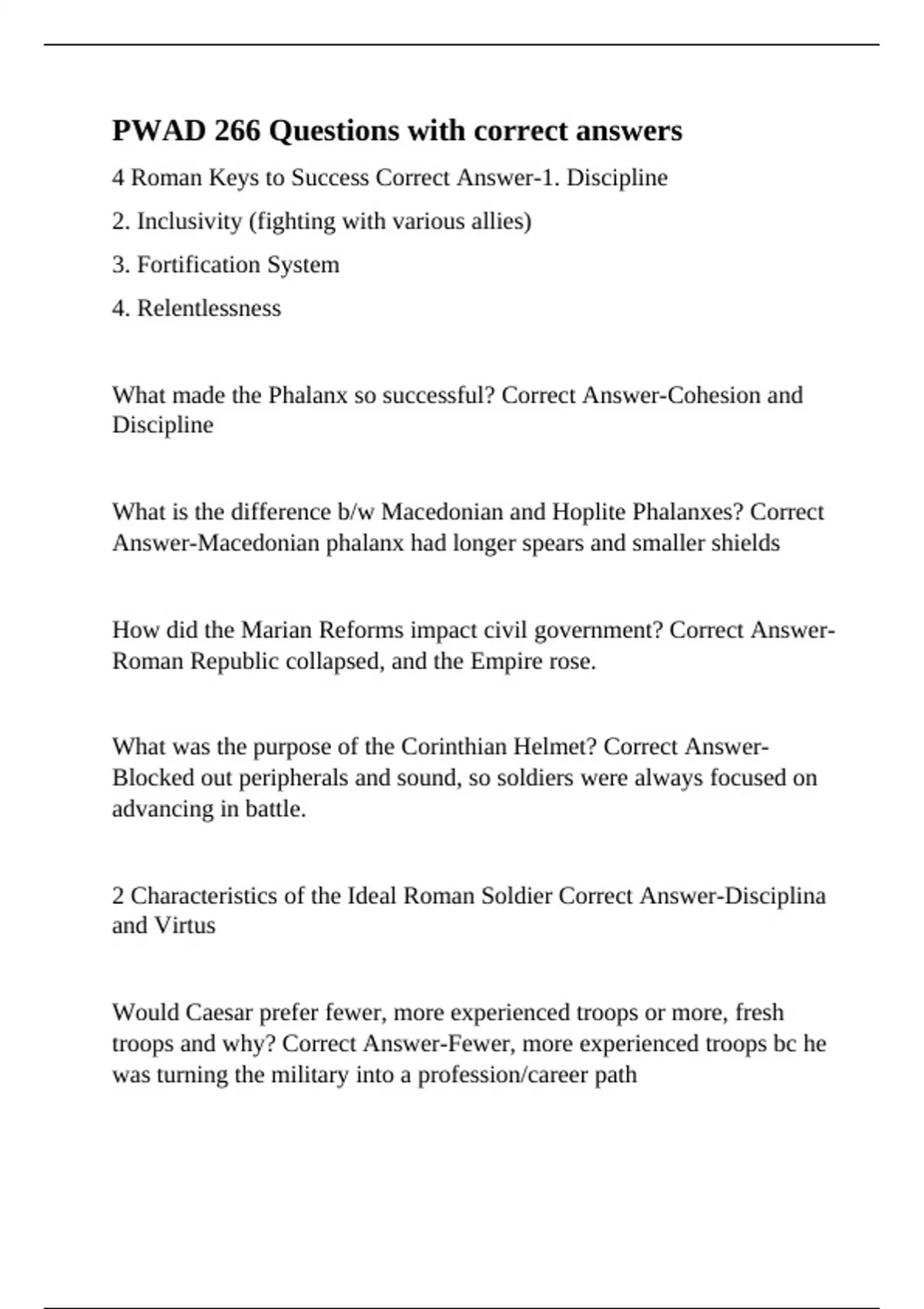 PWAD 266 Questions with correct answers - Pwad - Stuvia US